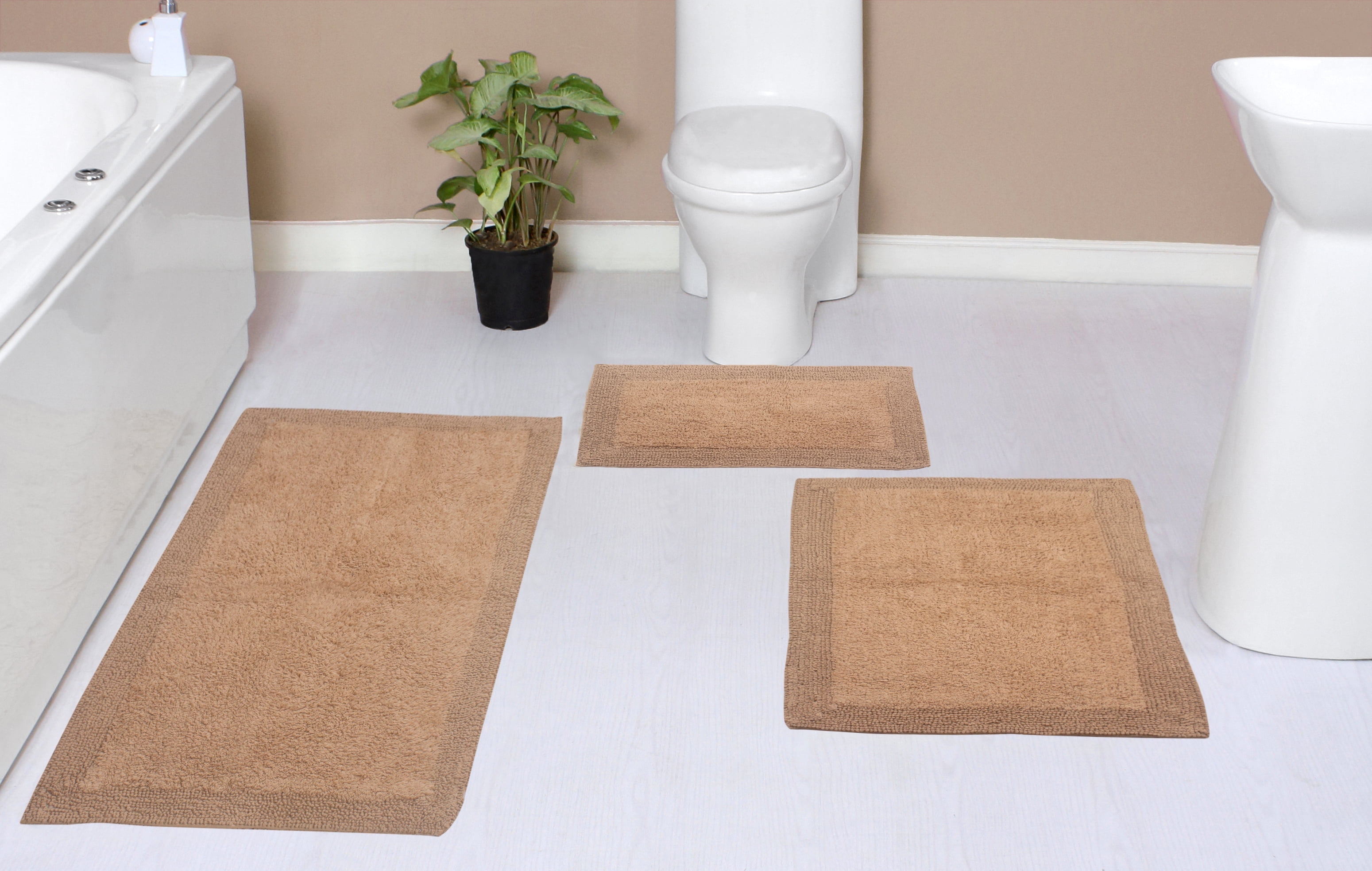 Home Weavers Luxury Collection 100% Cotton Reversible Bathroom Rug Set ...