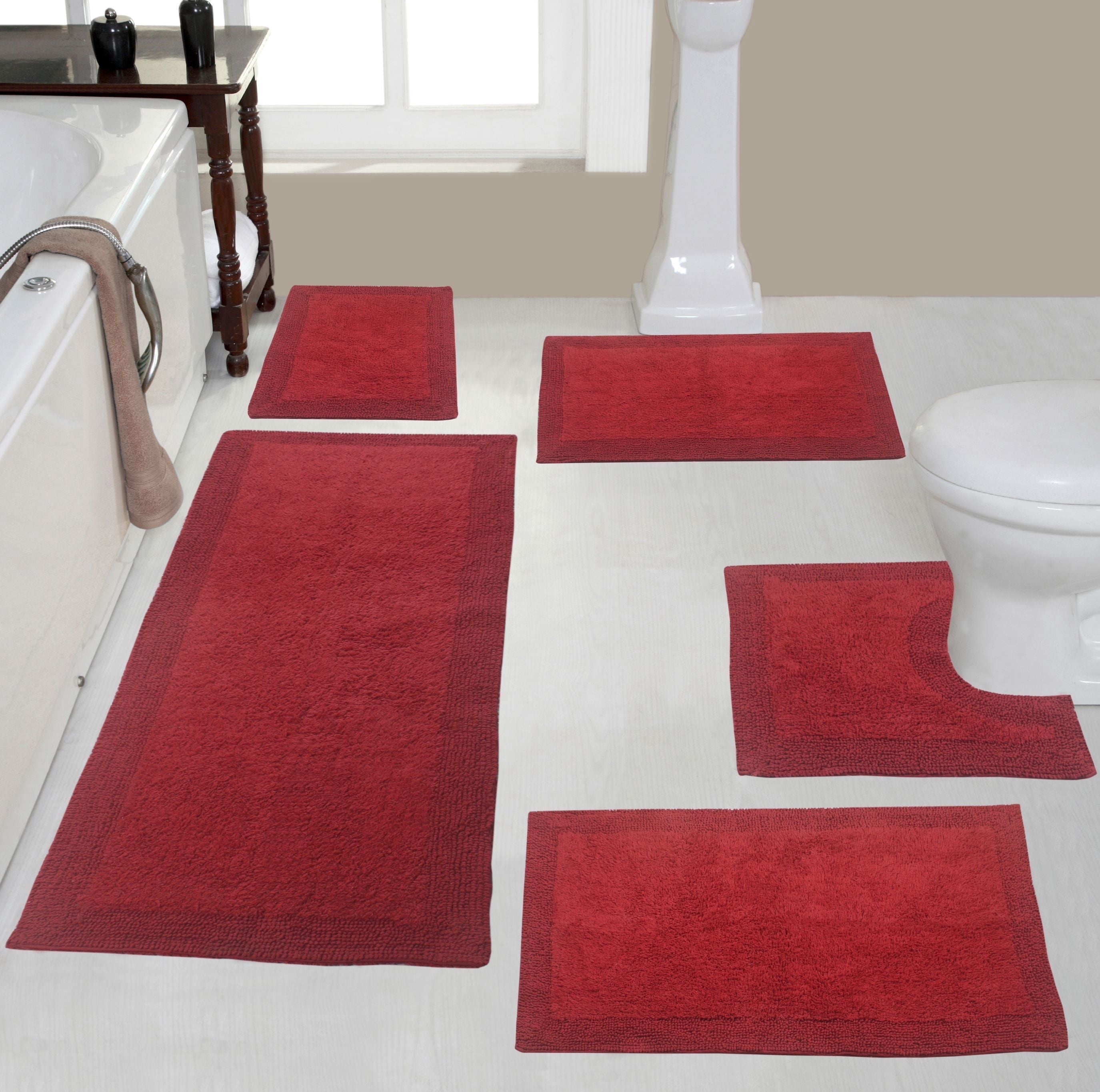 Red Bathroom Rug Setnull