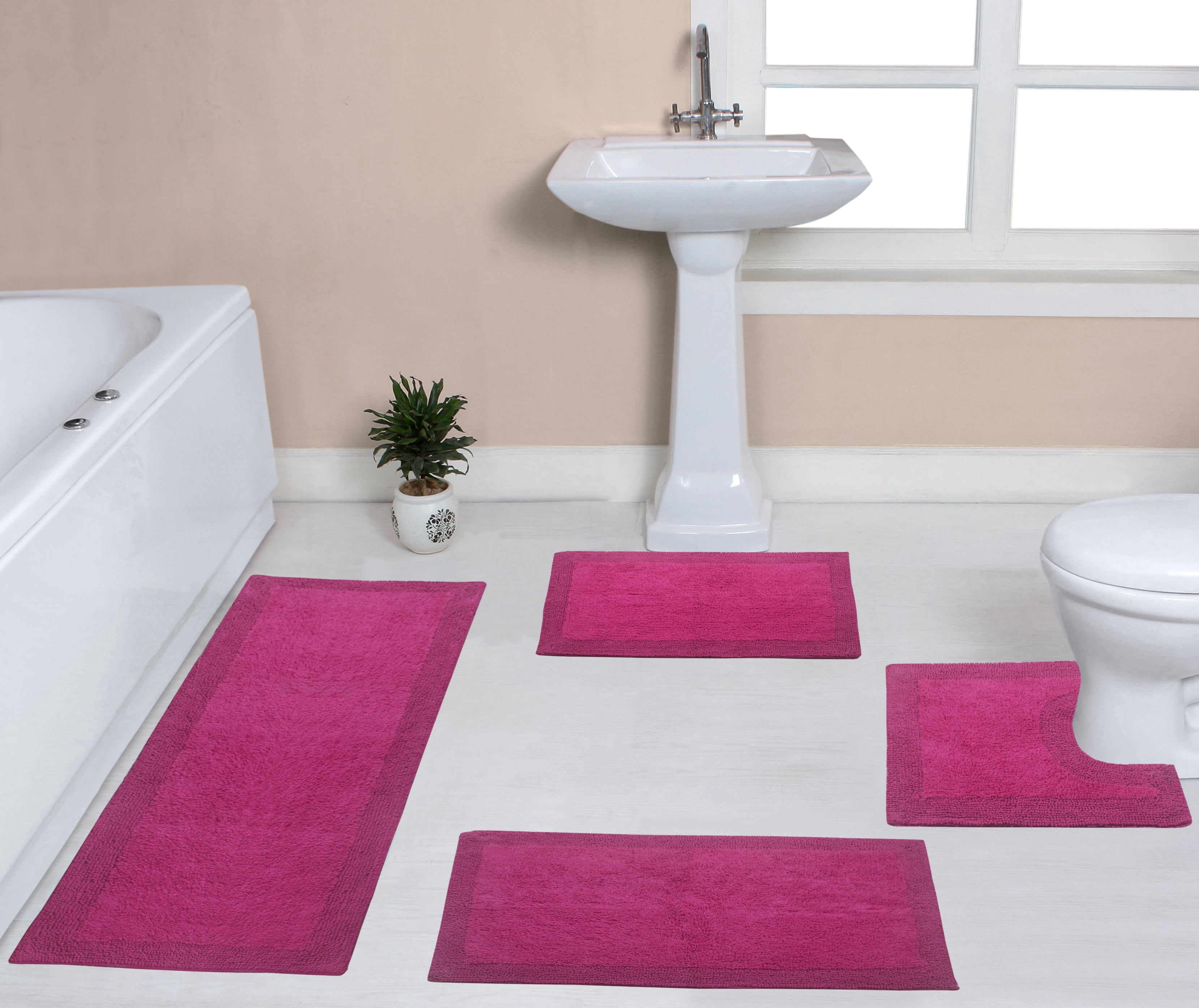 Home Weavers Luxury Collection 100% Cotton Reversible Bathroom Rug Set ...