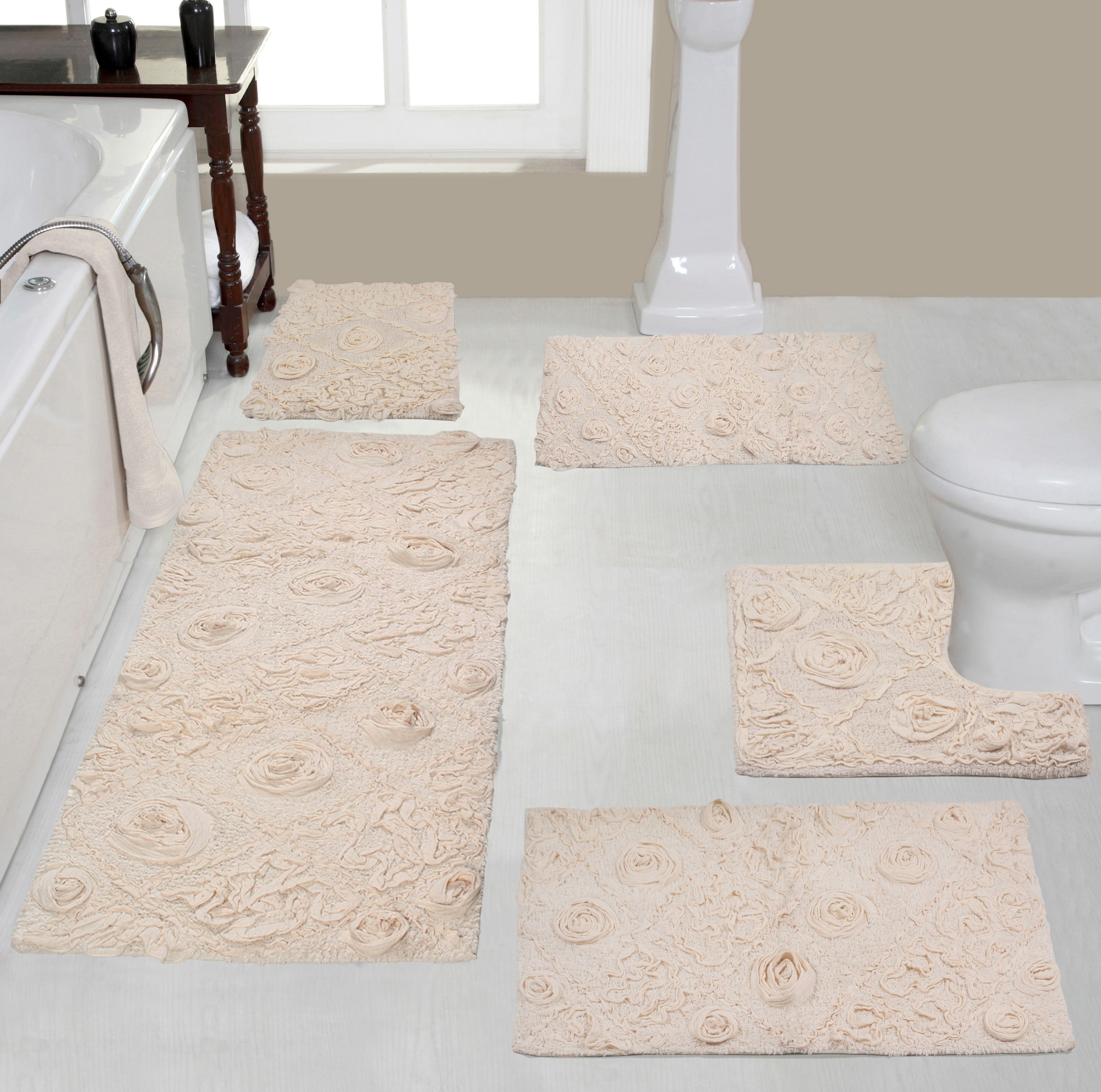 Home Weavers Modesto Bath Rug 100% Cotton Non-Slip Bathroom Rug Set ...