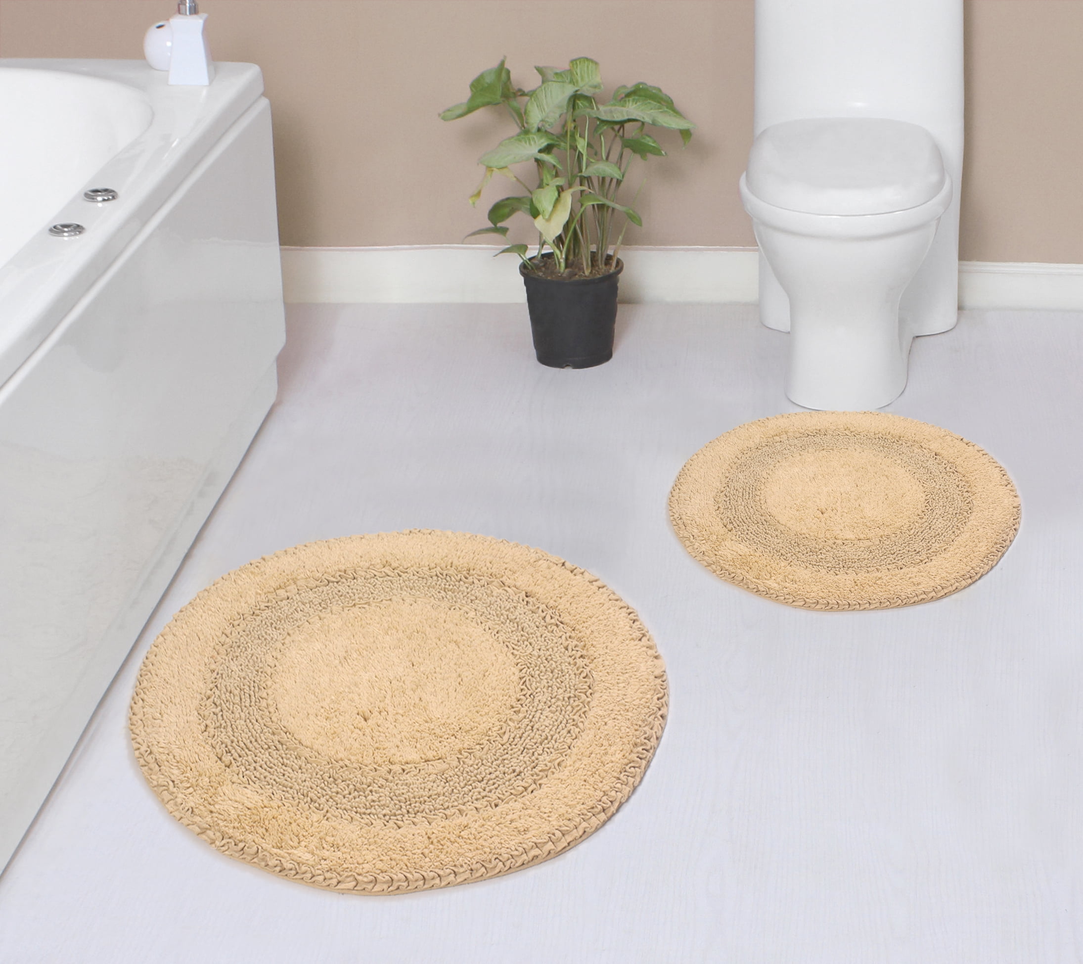 Home Weavers Radiant Collection 100% Cotton Non-Slip Bathroom Rug Set ...