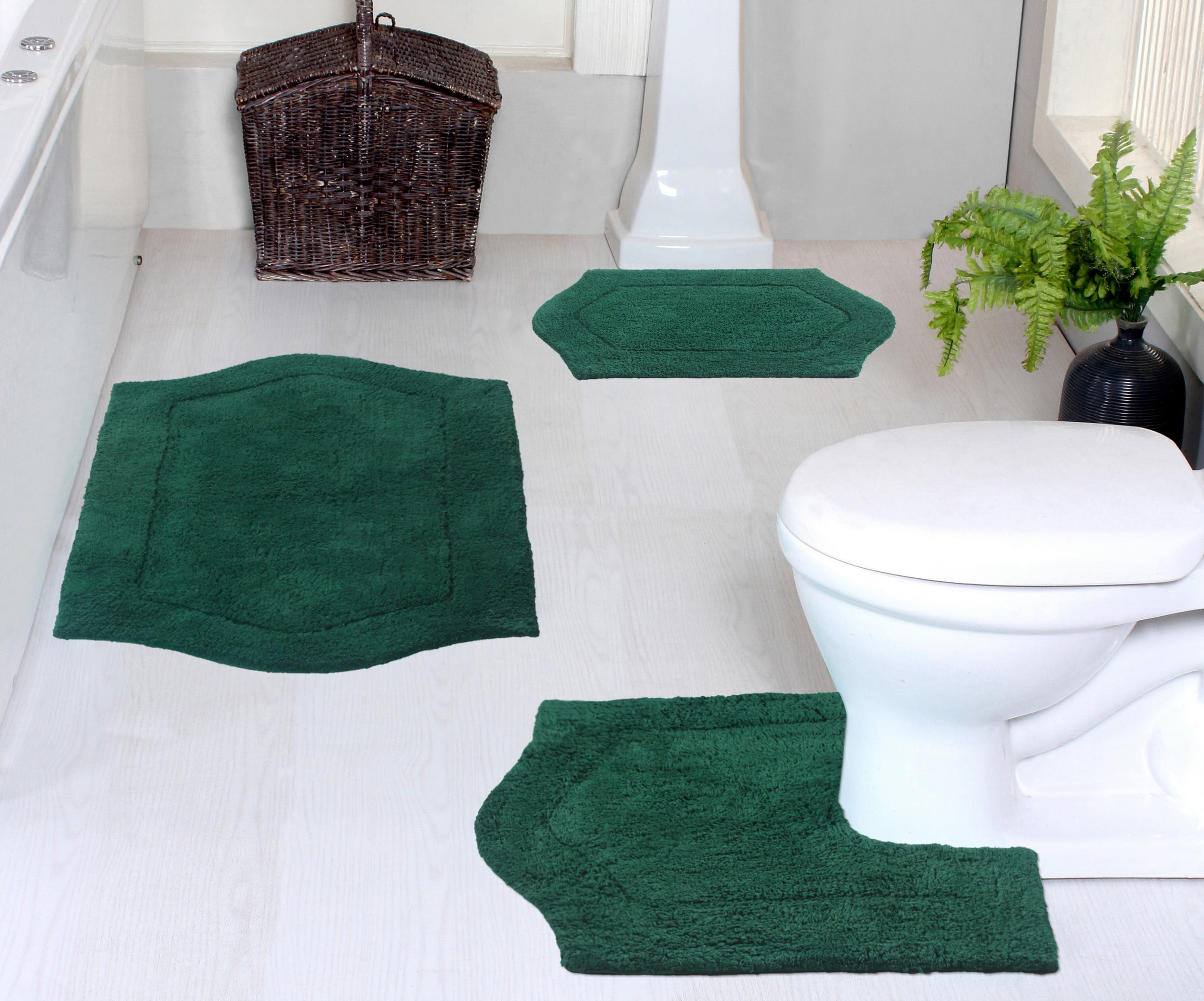Home Weavers Waterford Collection 100% Cotton Non-Slip Bathroom Rug Set ...