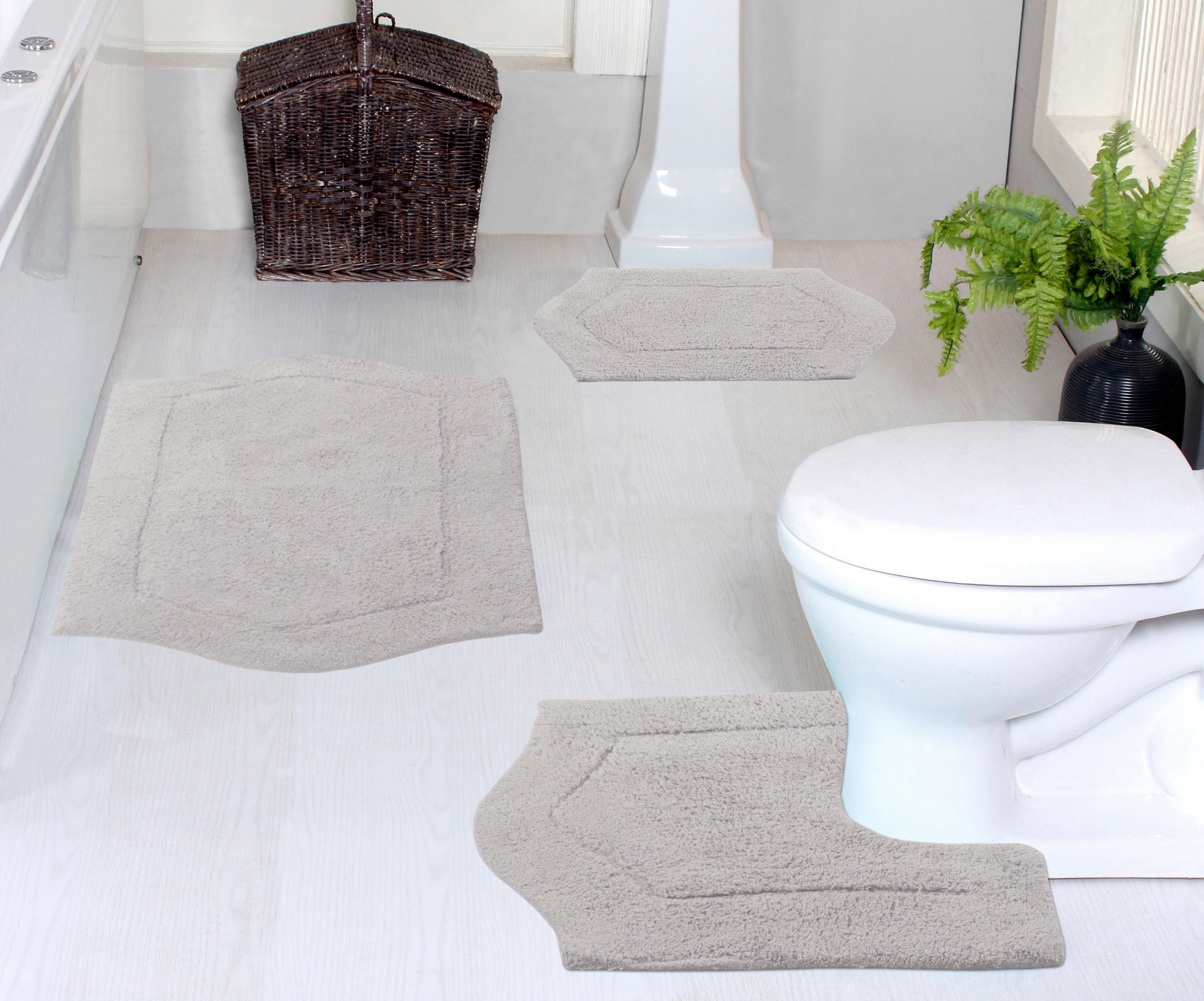Home Weavers Waterford Collection 100% Cotton Non-Slip Bathroom Rug Set ...