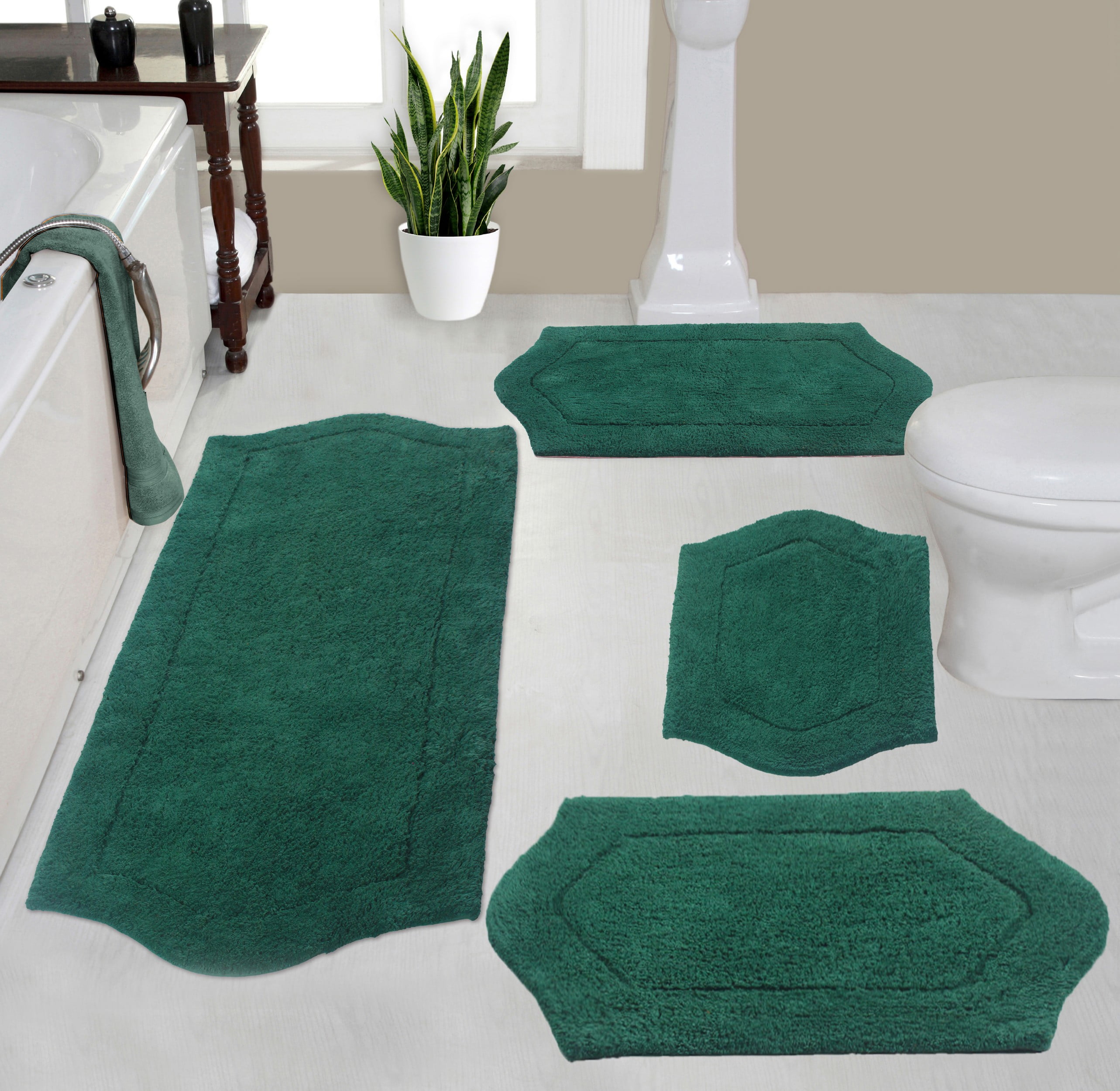 Home Weavers Waterford Collection 100% Cotton Non-Slip Bathroom Rug Set ...