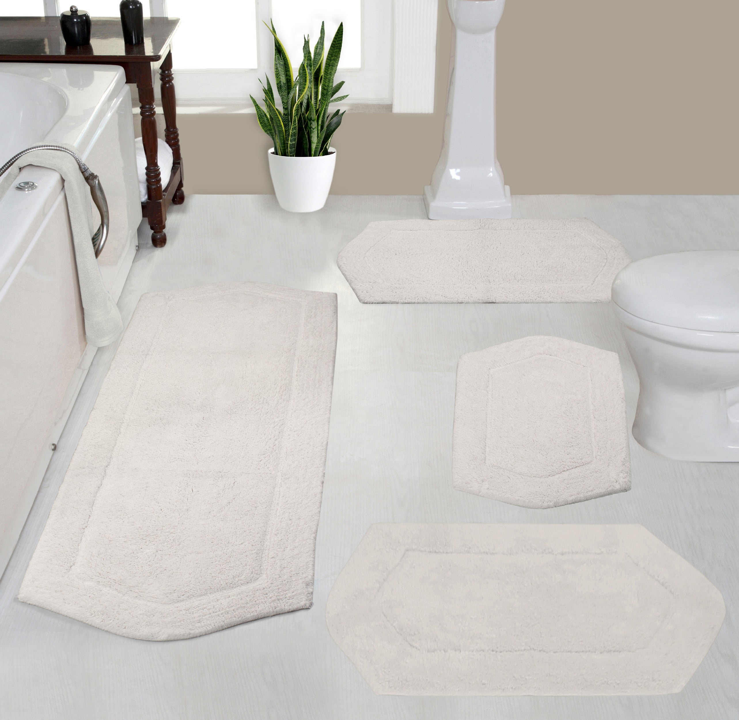 Home Weavers Waterford Collection 100% Cotton Non-Slip Bathroom Rug Set ...