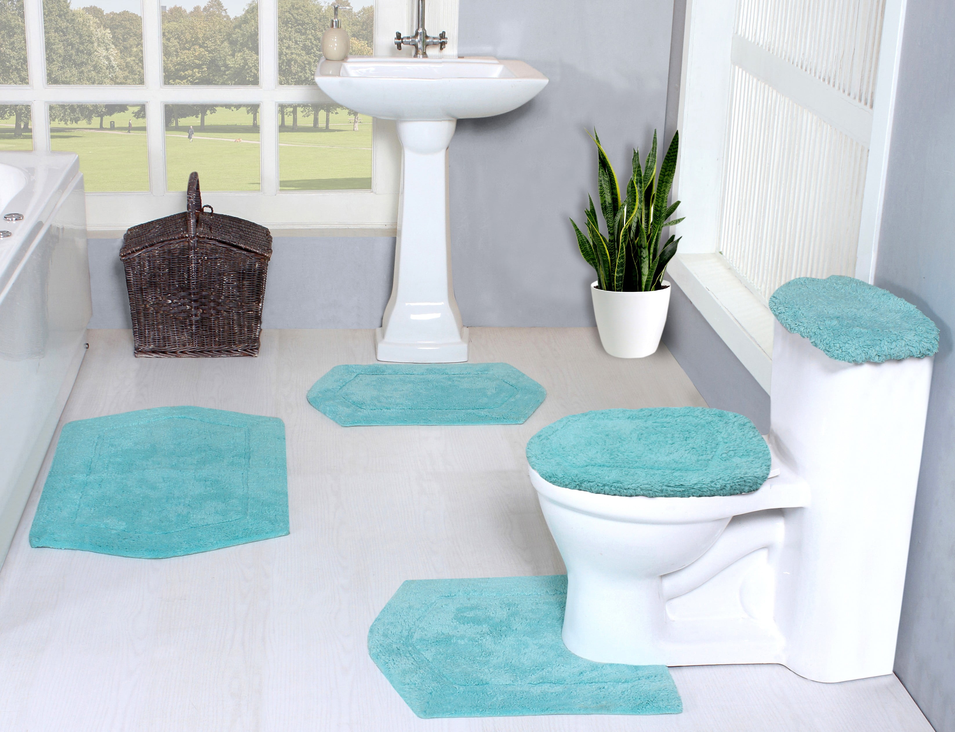 Home Weavers Waterford Collection 100% Cotton Non-Slip Bathroom Rug Set ...