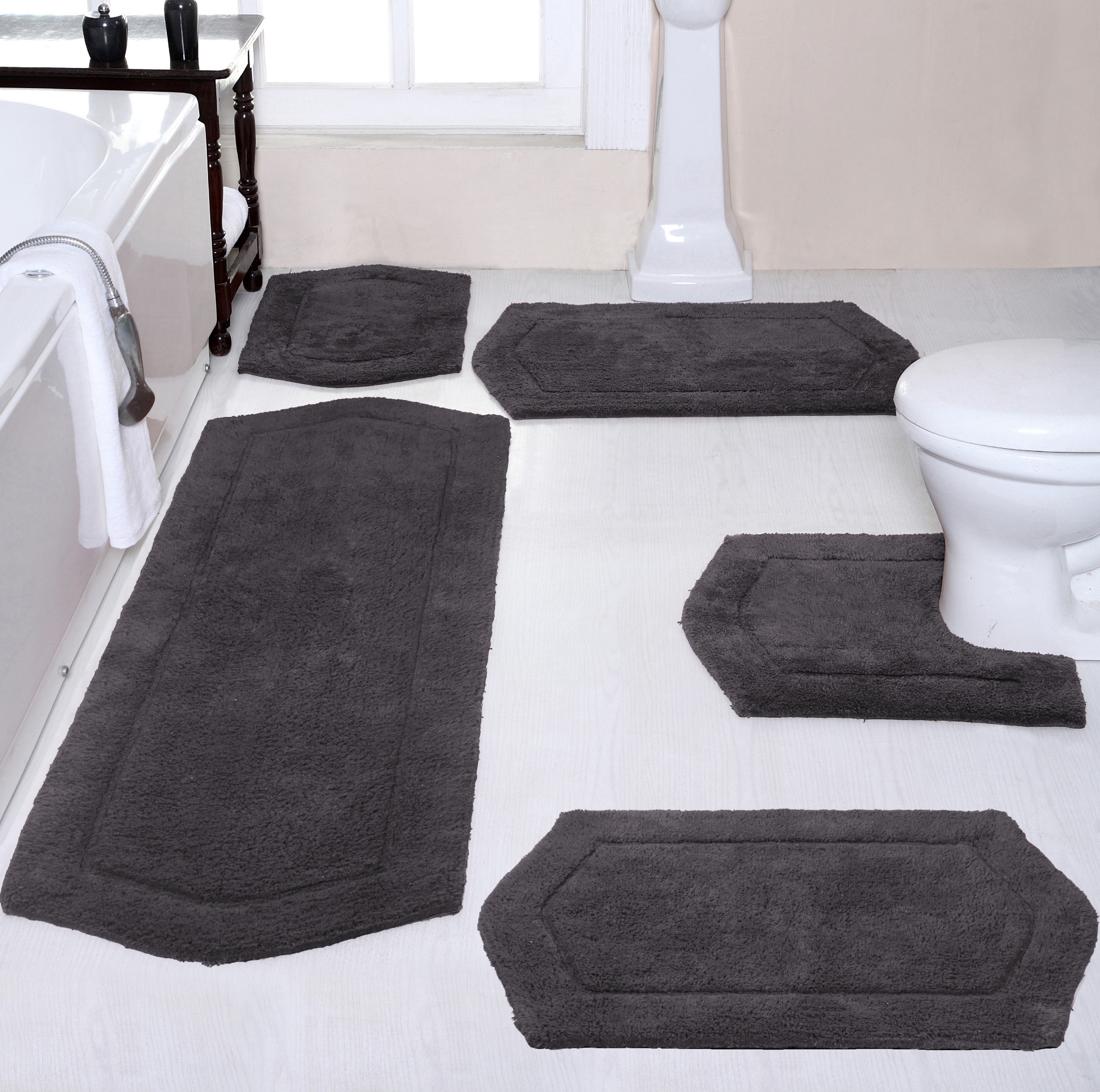 Home Weavers Waterford Collection 100% Cotton Non-Slip Bathroom Rug Set ...