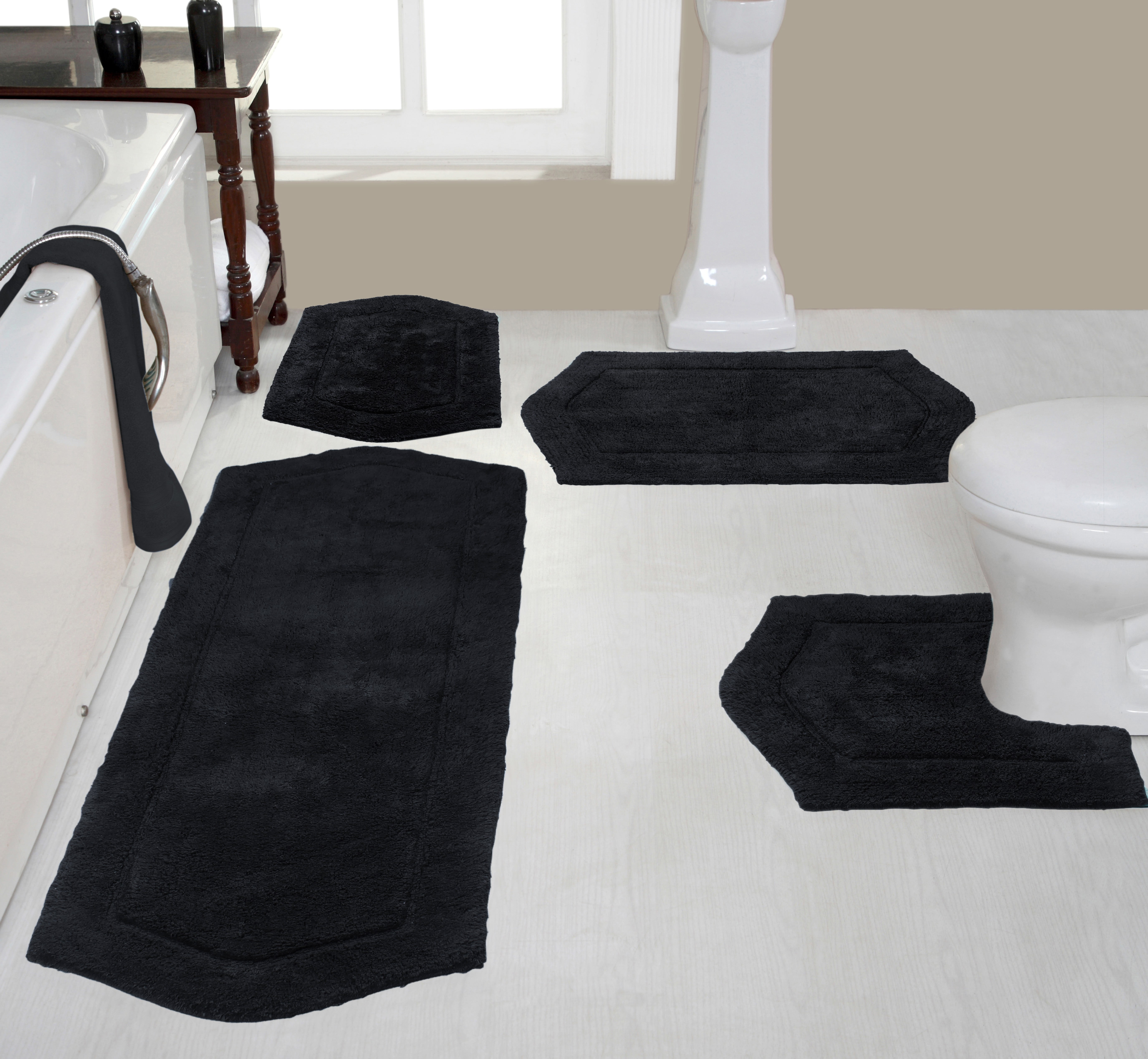 Home Weavers Waterford Collection 100% Cotton Non-Slip Bathroom Rug Set ...