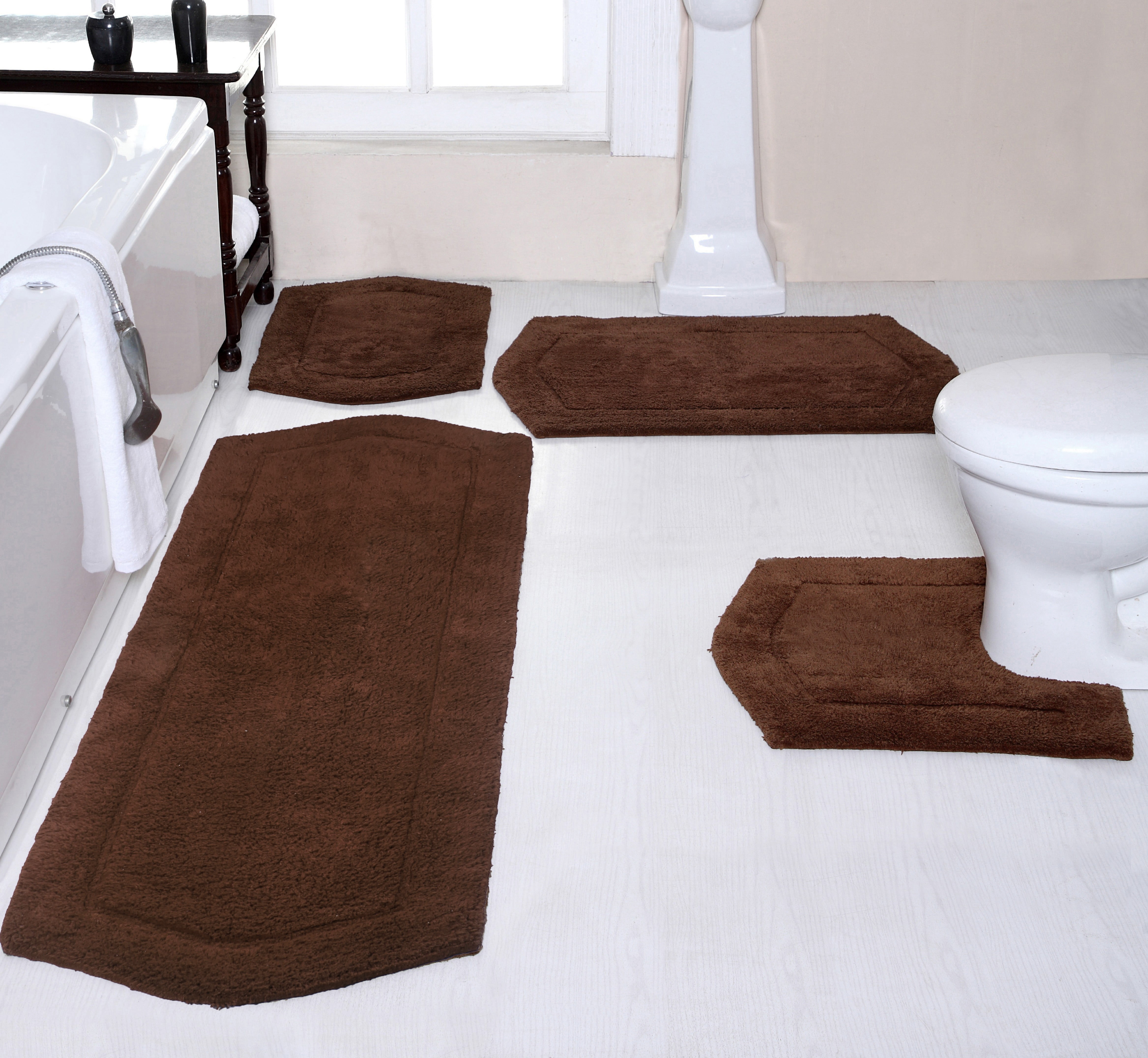 Home Weavers Waterford Collection 100% Cotton Non-Slip Bathroom Rug Set ...