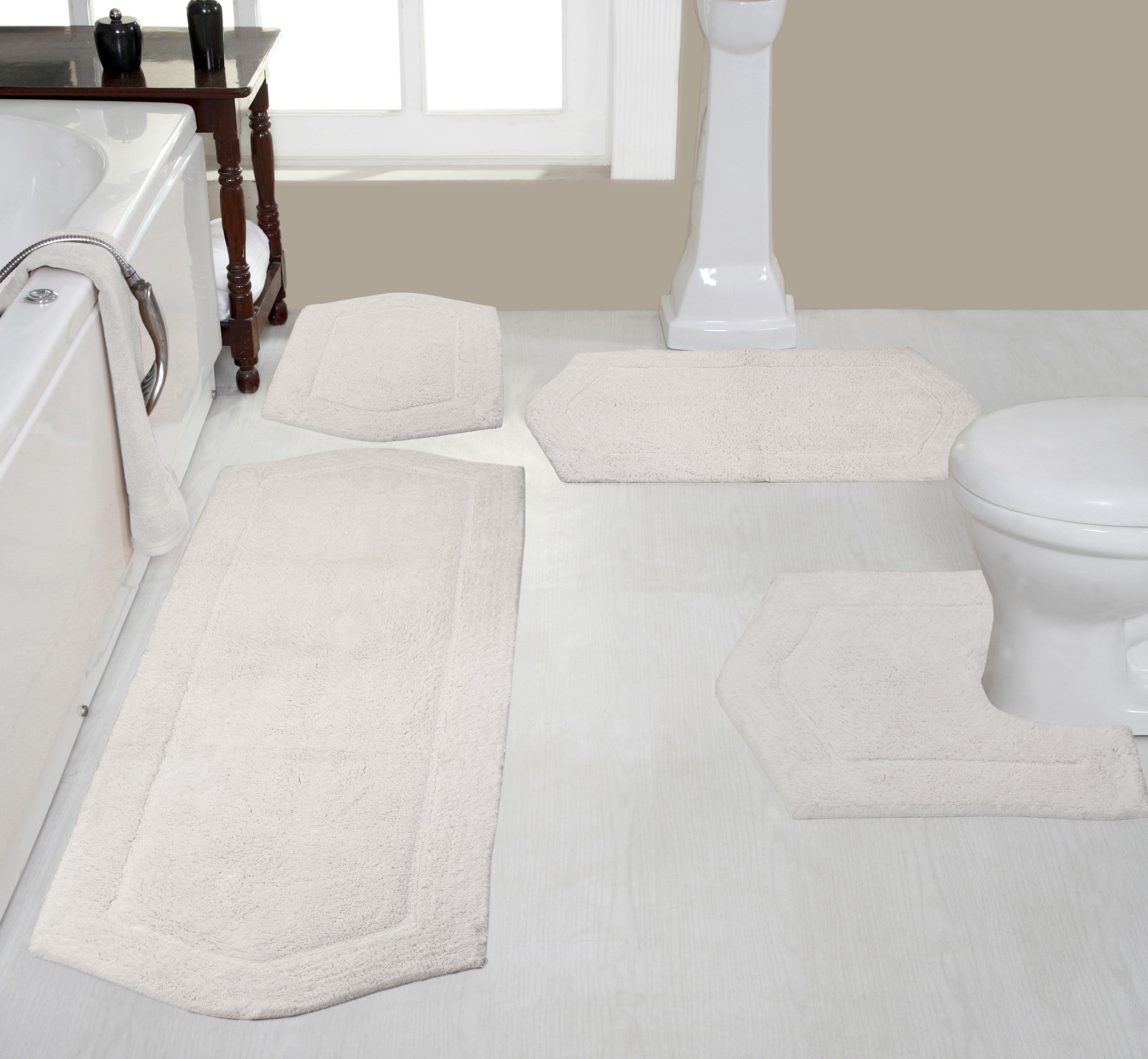 Home Weavers Waterford Collection 100% Cotton Non-Slip Bathroom Rug Set ...