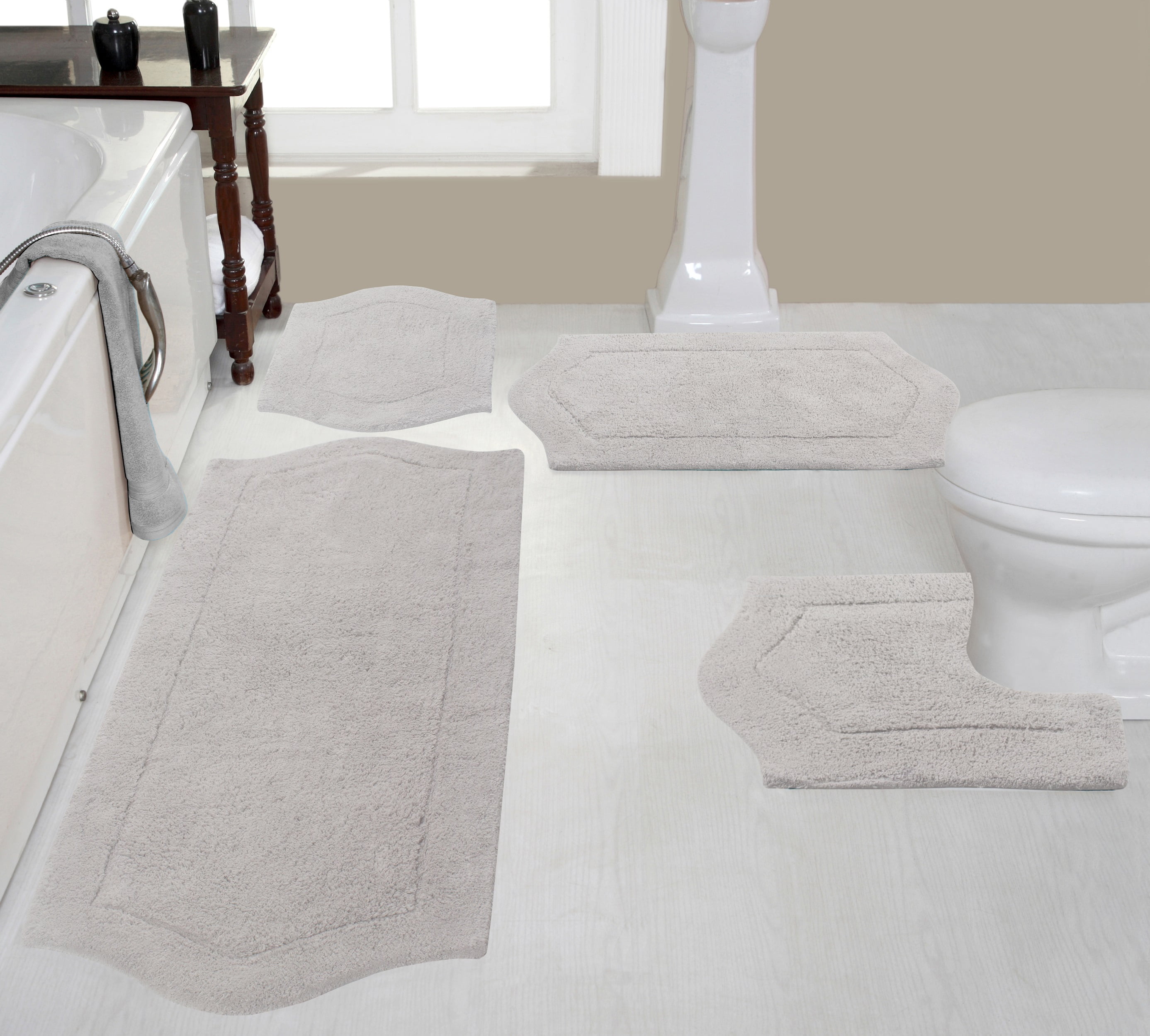 Home Weavers Waterford Collection 100% Cotton Non-Slip Bathroom Rug Set ...