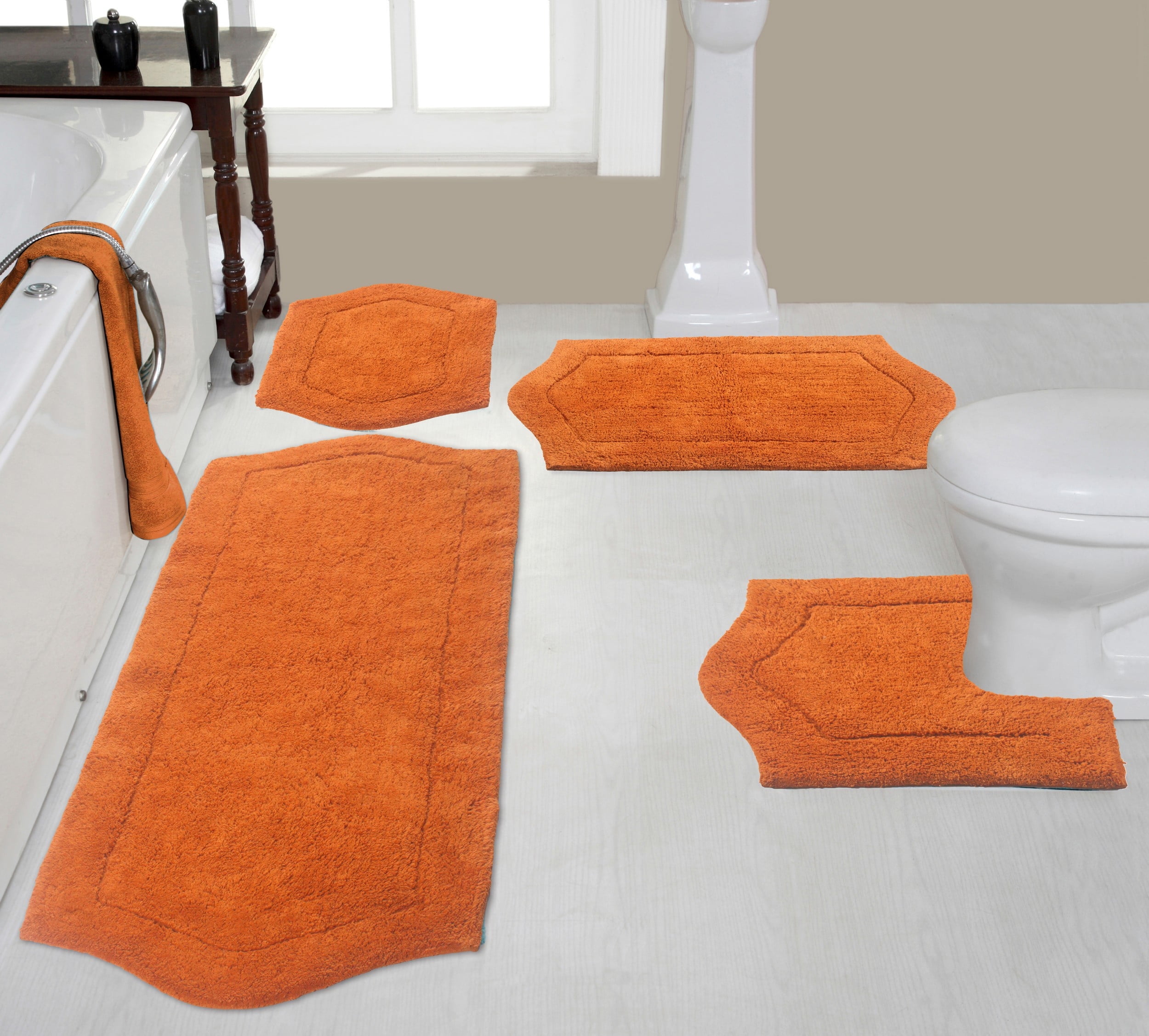 Home Weavers Waterford Collection 100% Cotton Non-Slip Bathroom Rug Set ...