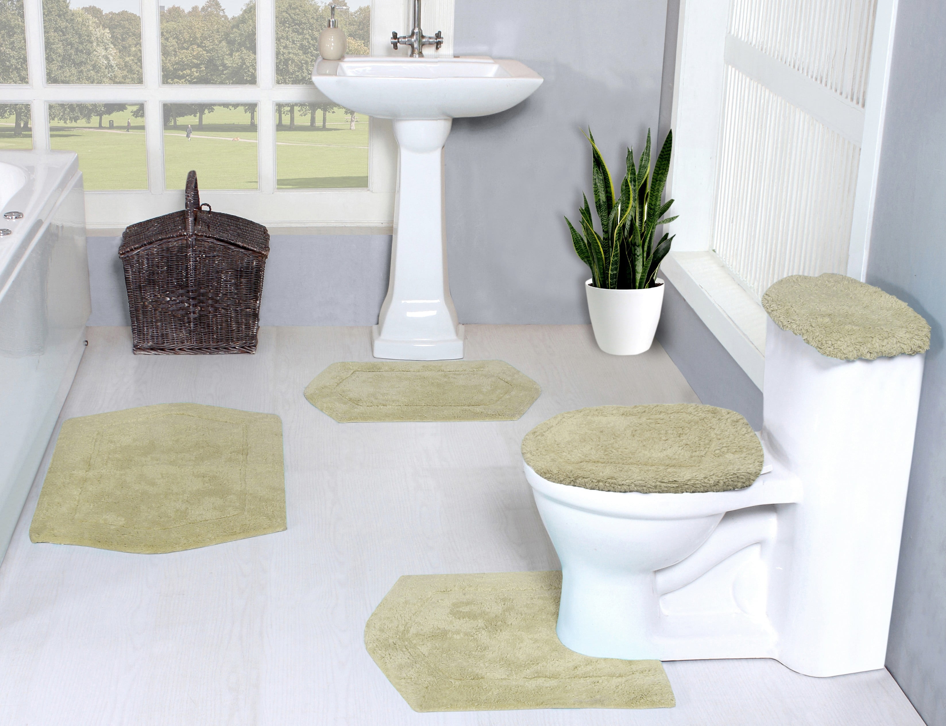 Home Weavers Waterford Collection 100% Cotton Non-Slip Bathroom Rug Set ...
