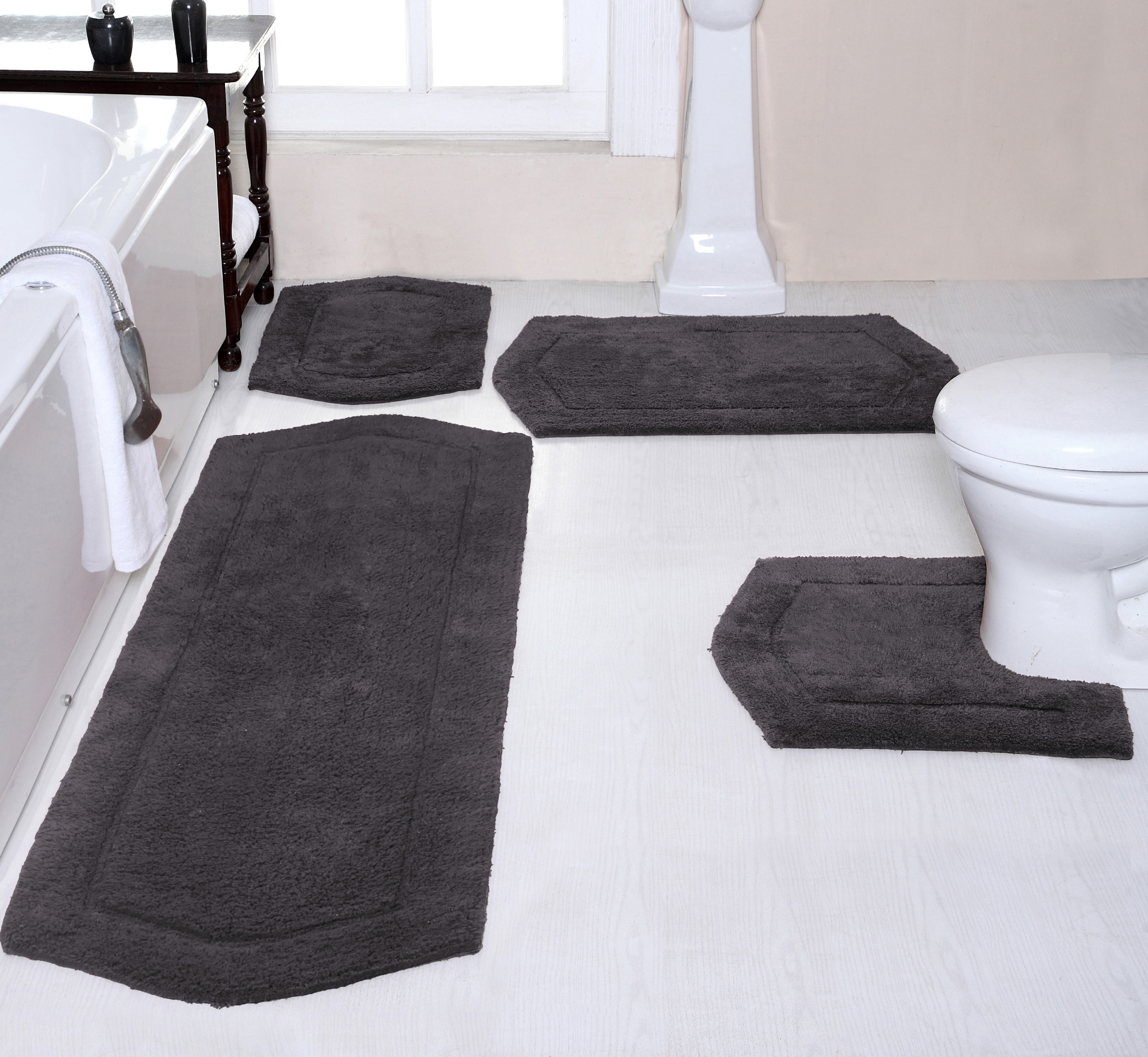 Home Weavers Waterford Collection 100% Cotton Non-Slip Bathroom Rug Set ...