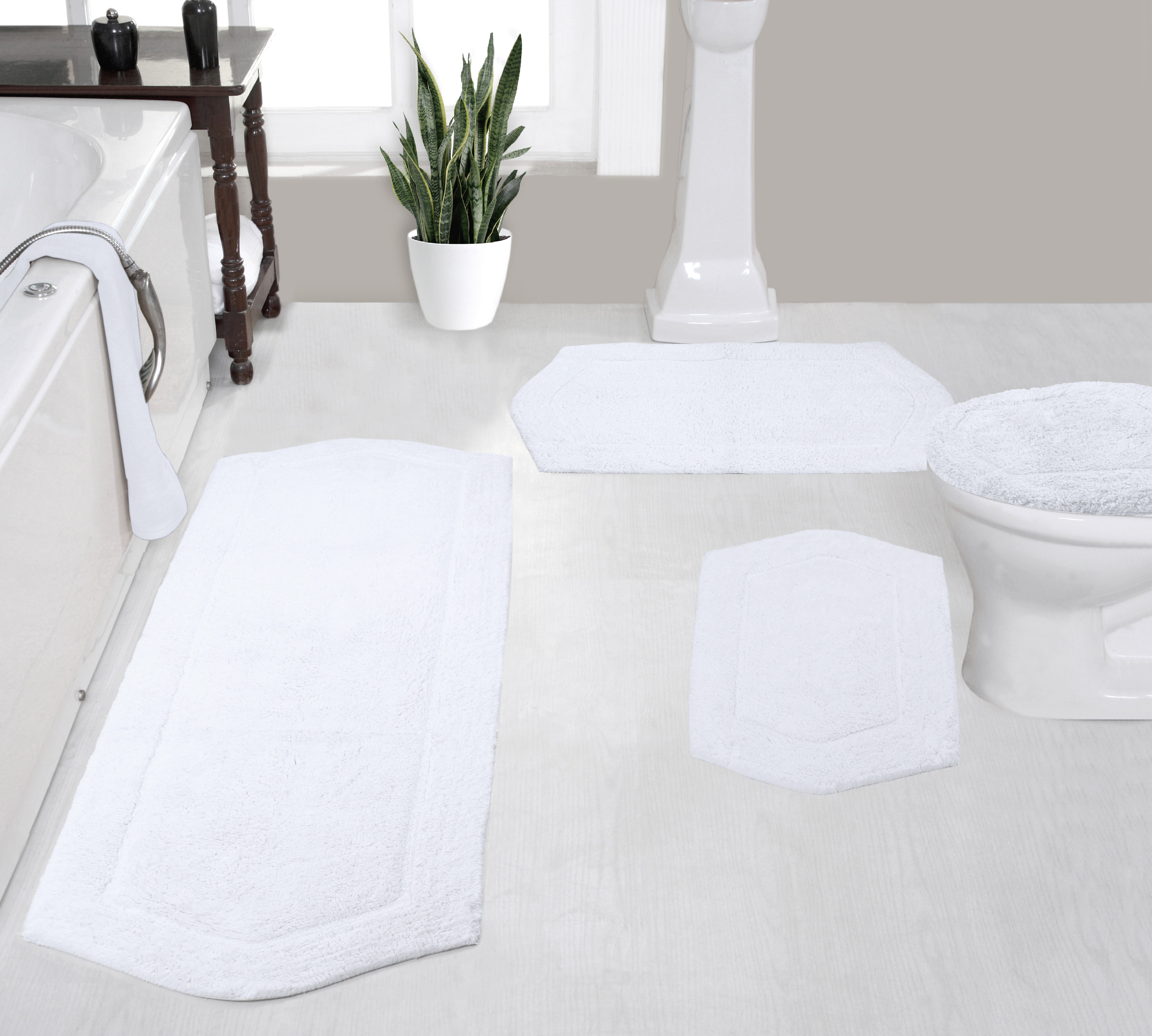 Home Weavers Waterford Collection 100% Cotton Non-Slip Bathroom Rug Set ...