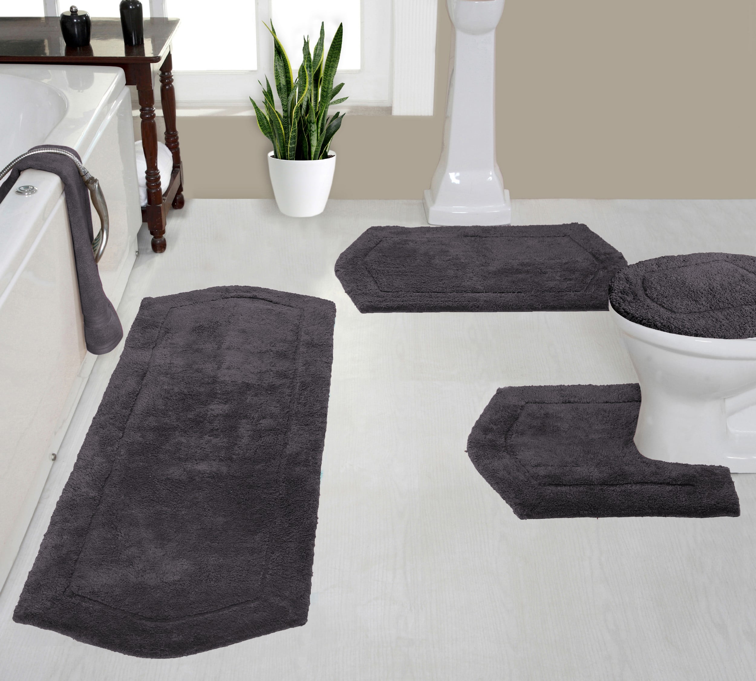 Home Weavers Waterford Collection 100% Cotton Non-Slip Bathroom Rug Set ...