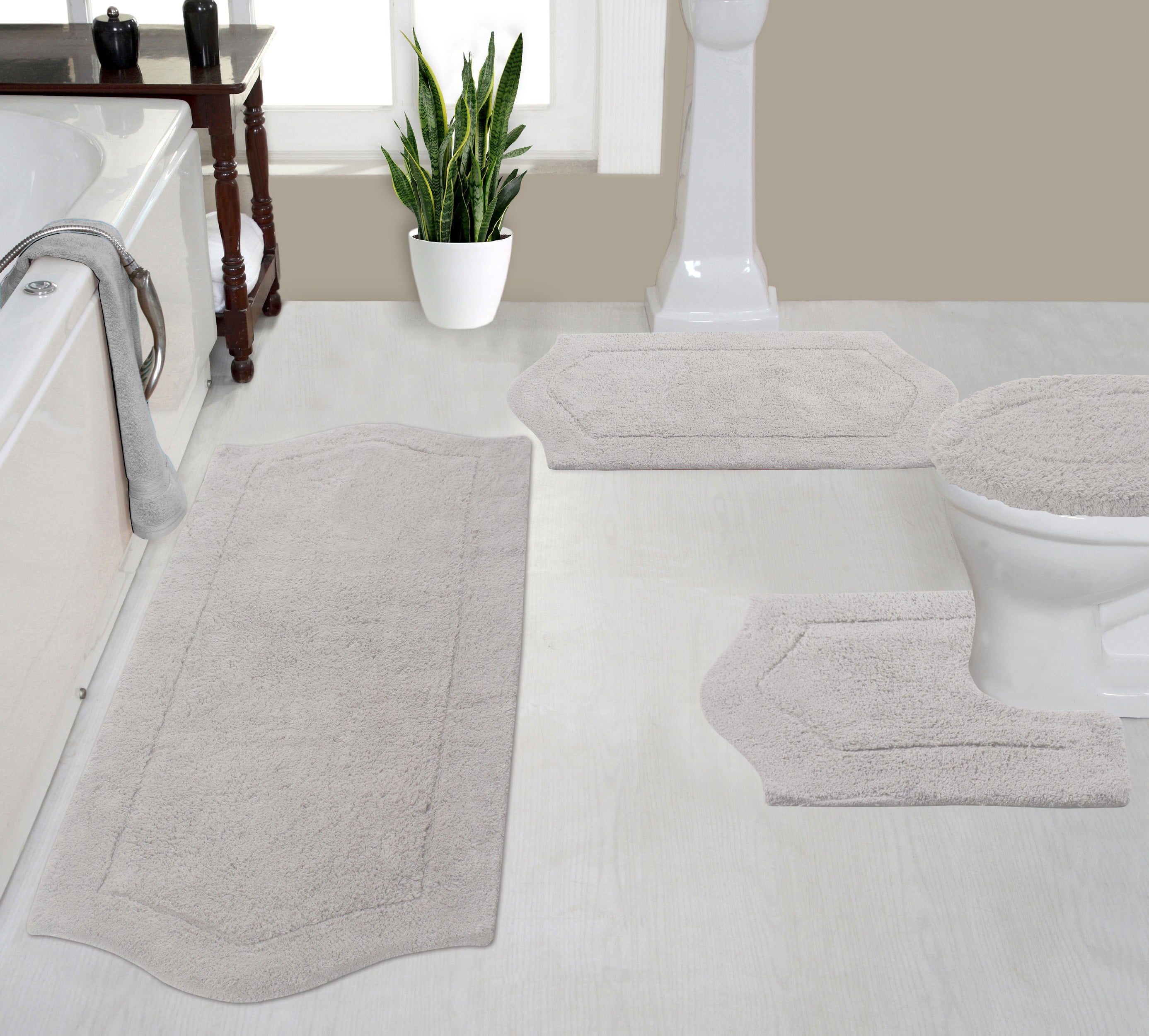 Home Weavers Waterford Collection 100% Cotton Non-Slip Bathroom Rug Set ...