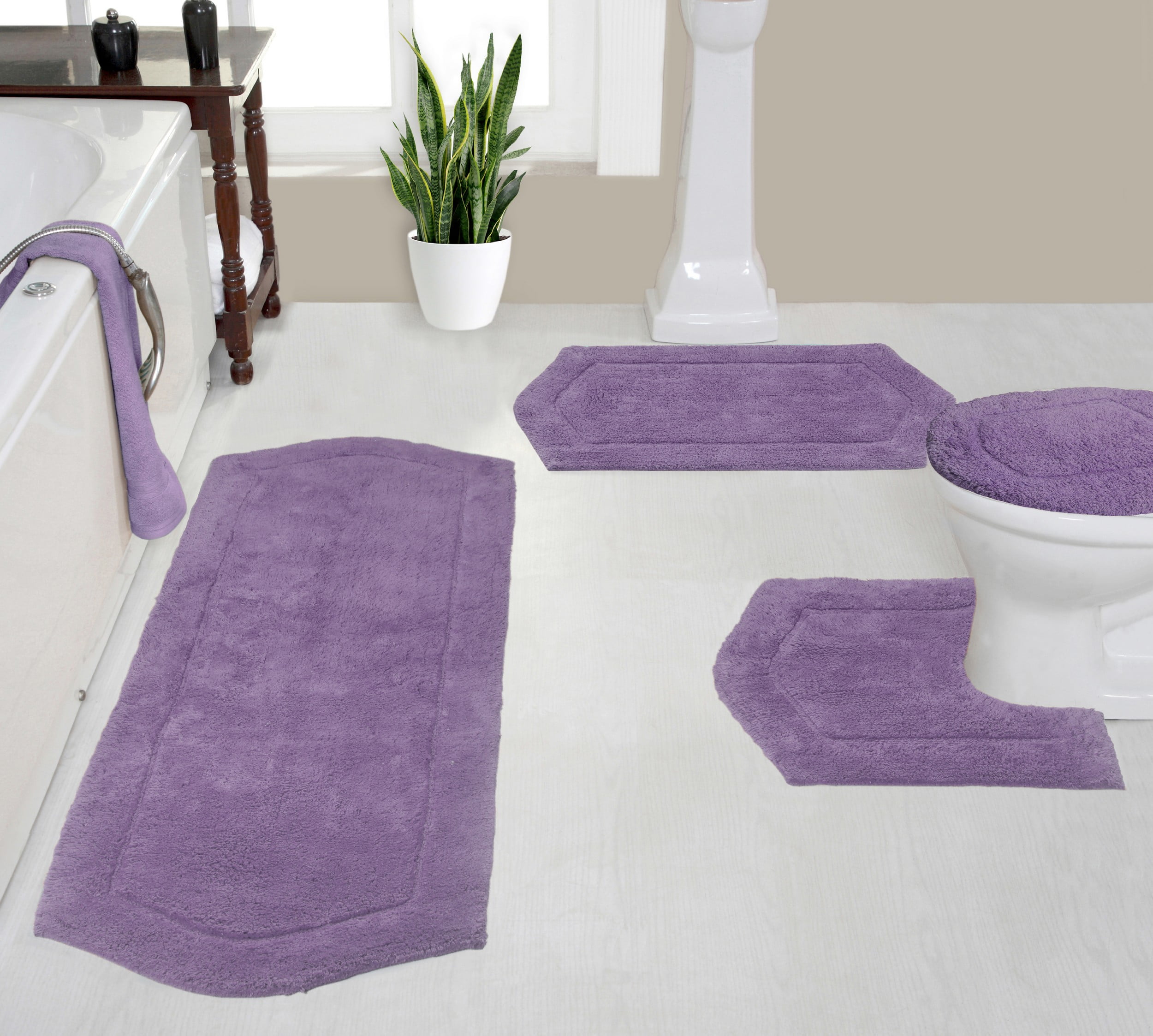 Home Weavers Waterford Collection 100% Cotton Non-Slip Bathroom Rug Set ...