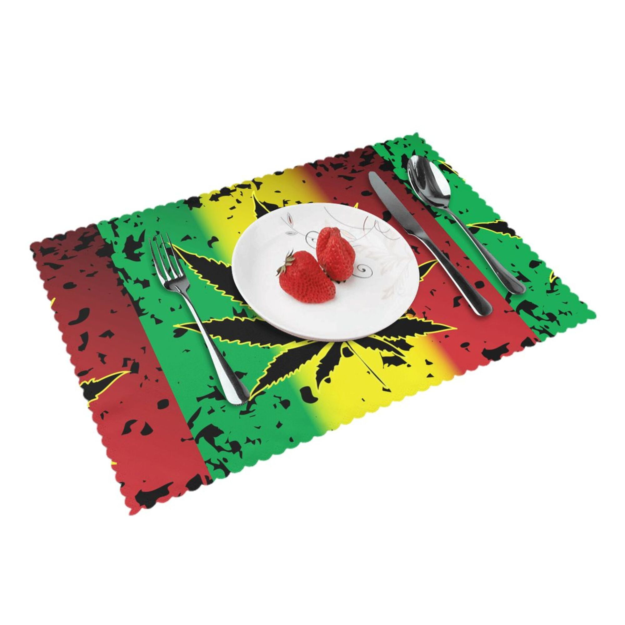 Home Weed Leaf Placemats Set Of 4 Washable Wipeable Place Mats Place ...