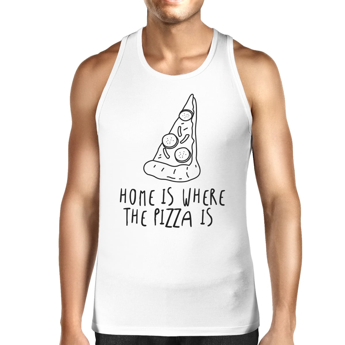 Home Where Pizza Is Mens White Sleeveless Tanks For Pizza Lovers ...