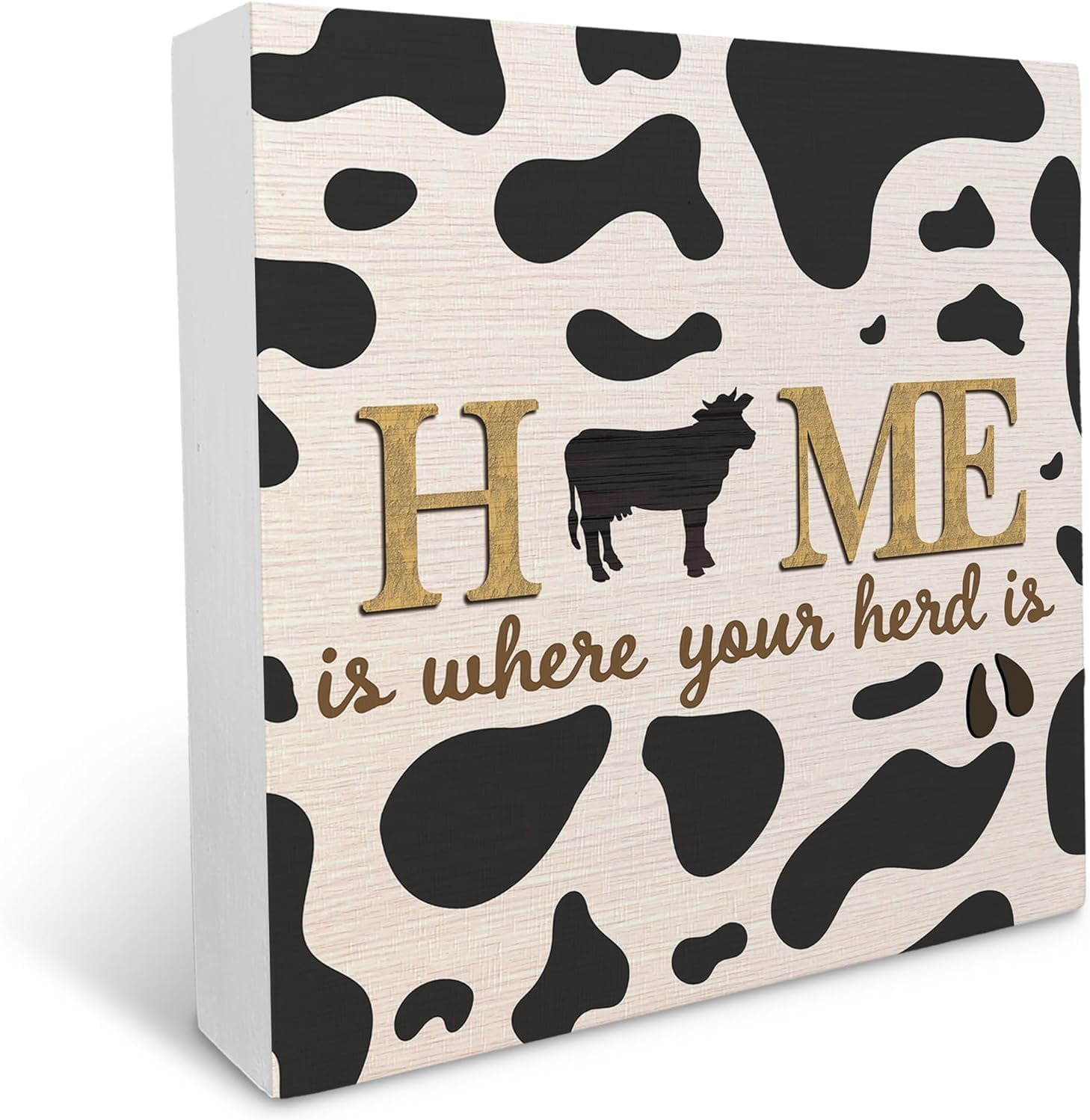 Home is Where Your Herd is Cow Wood Box Sign Farmhouse Wood Block ...