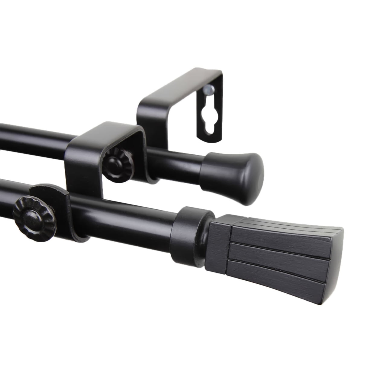 Home Window Decorative Flare Double Curtain Rod 48-84 inch - Black ...