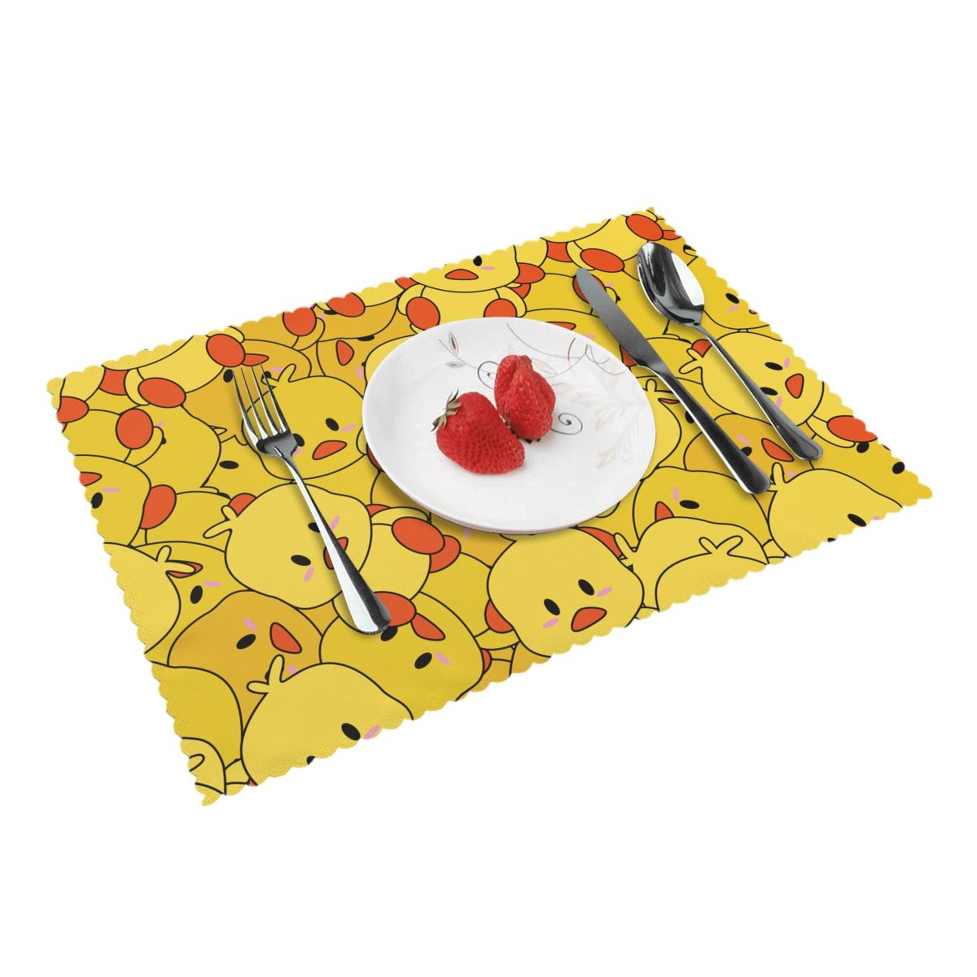 Home Yellow Ducks Placemats Set Of 4 Washable Wipeable Place Mats Place ...
