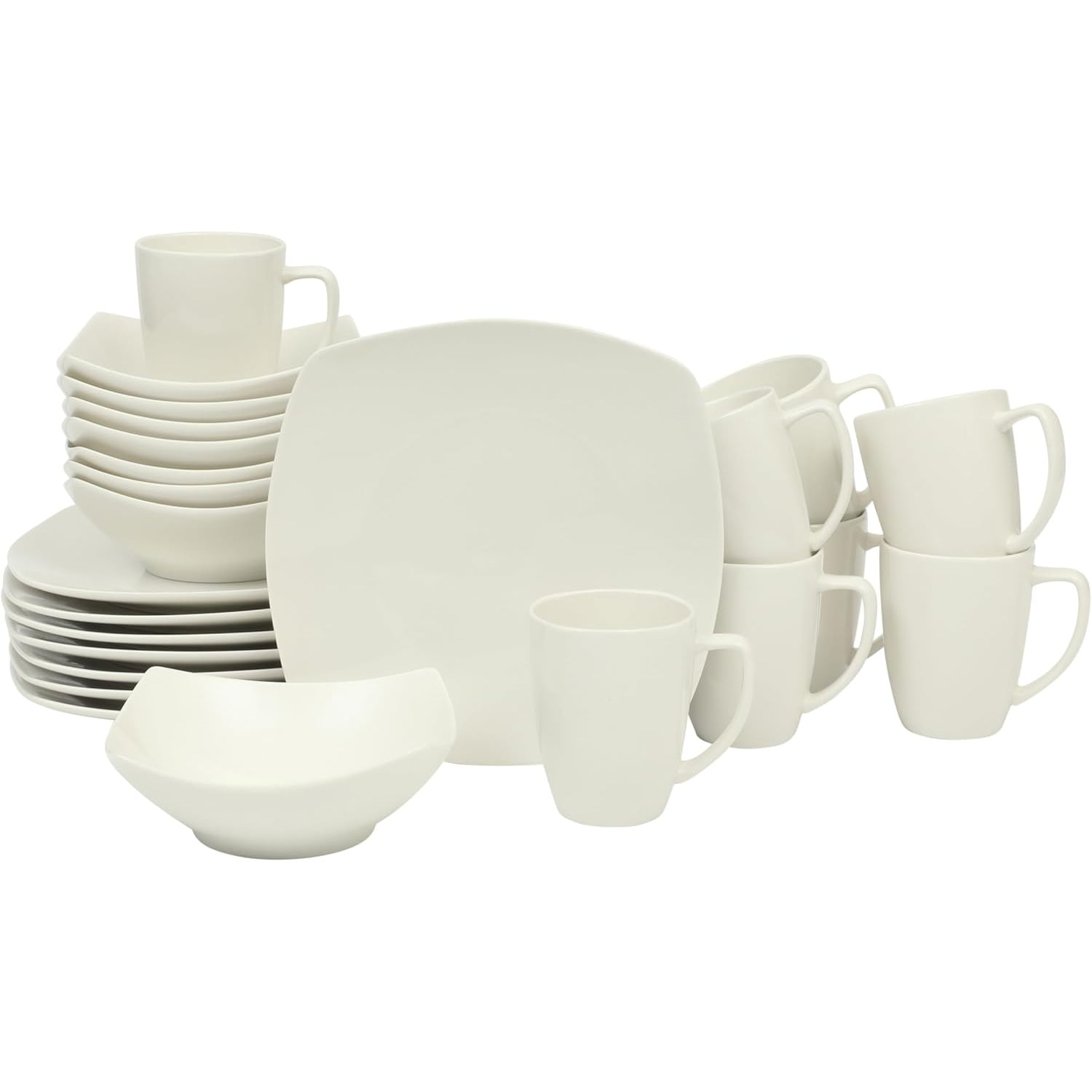 Home Zen Buffet Porcelain Dinnerware Set, Service for 8 (40pcs), White ...