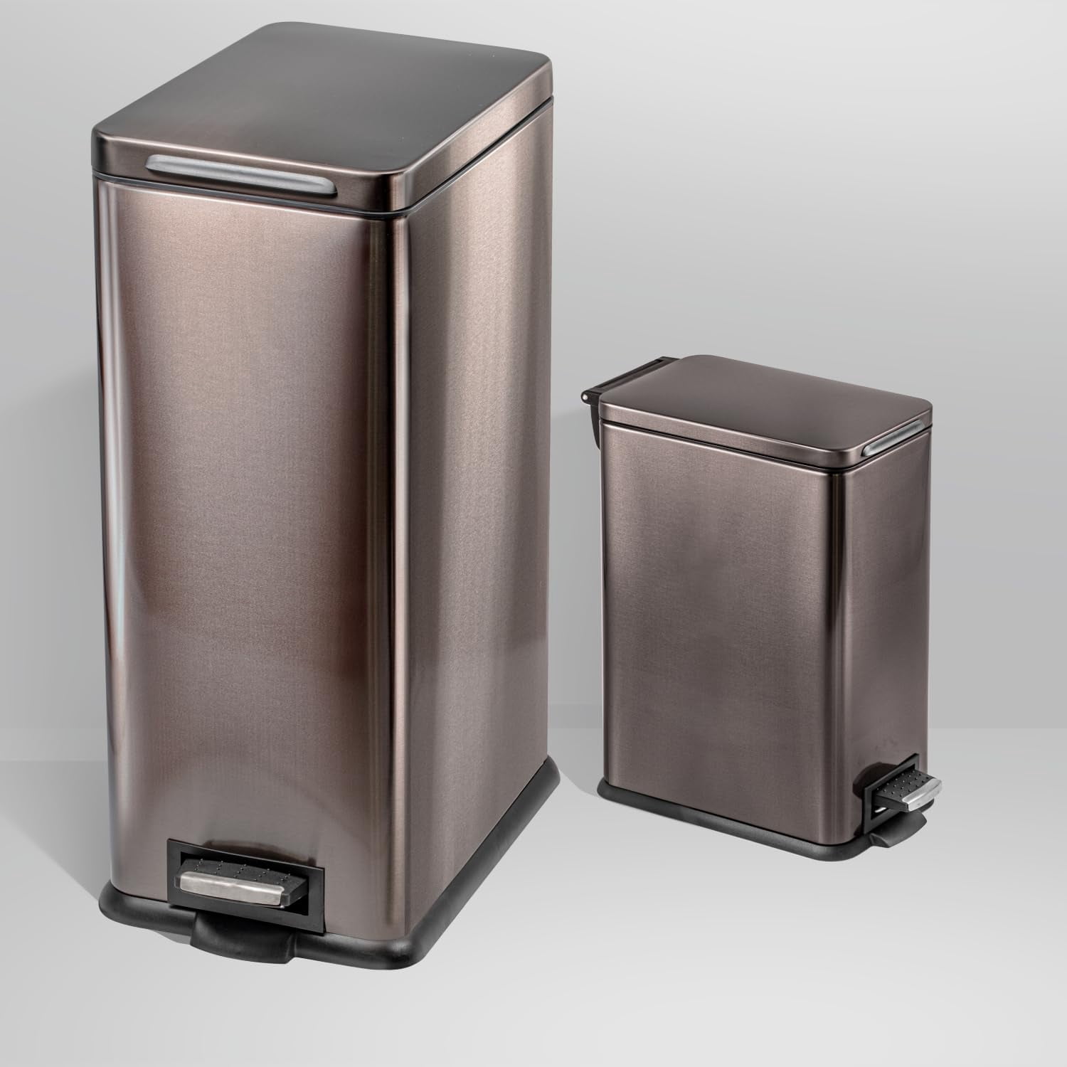 Home Zone Living 12 Gallon and 3 Gallon Slim Black Stainless Steel ...