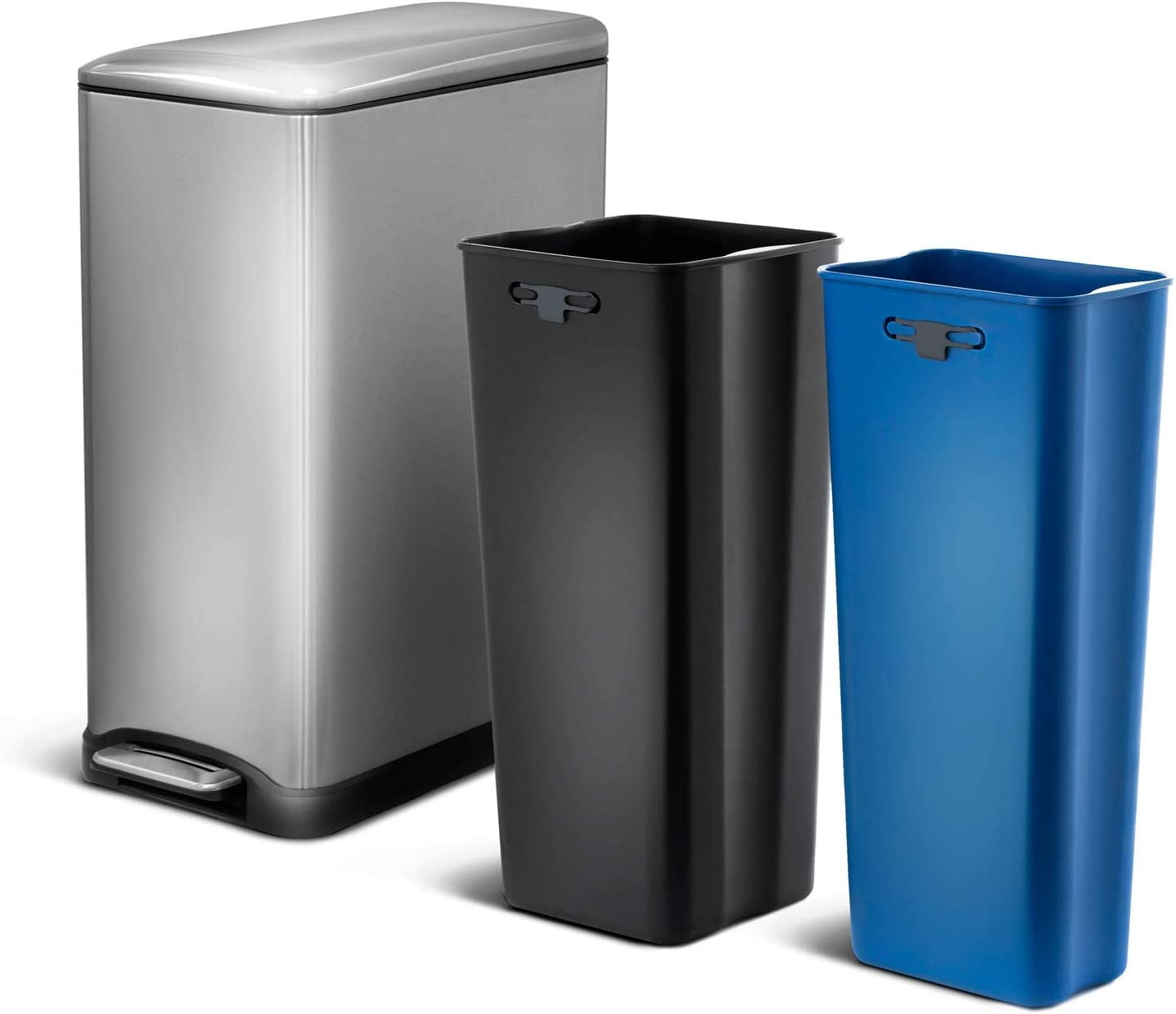 Home Zone Living 13 Gallon Kitchen Trash Can, Dual Removable Liners for ...