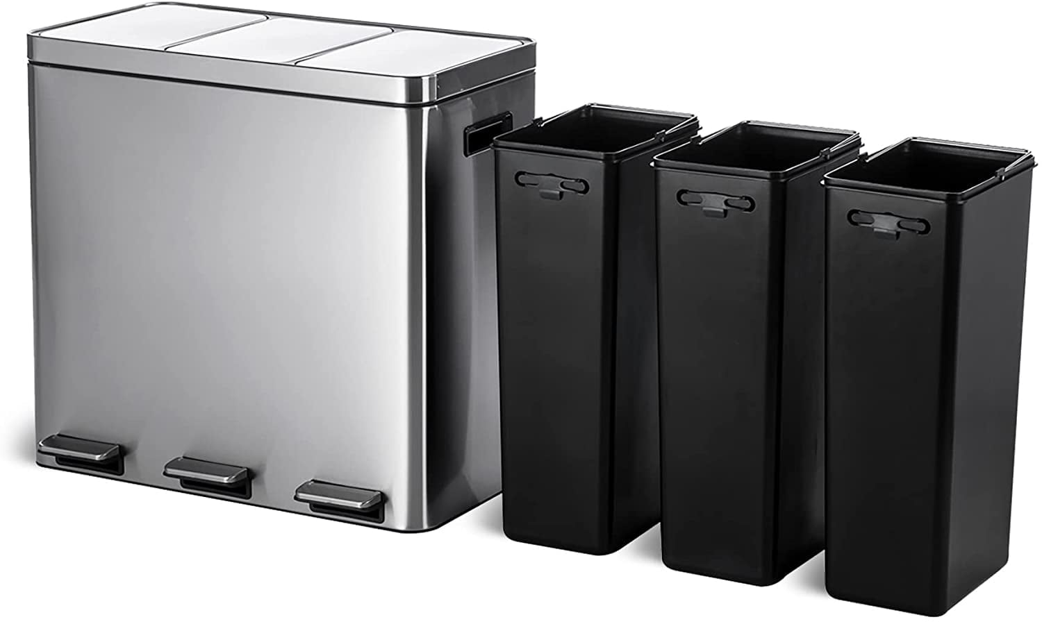 Home Zone Living 16 gal Indoor Trash Double Waste Step, 3 Compartments ...