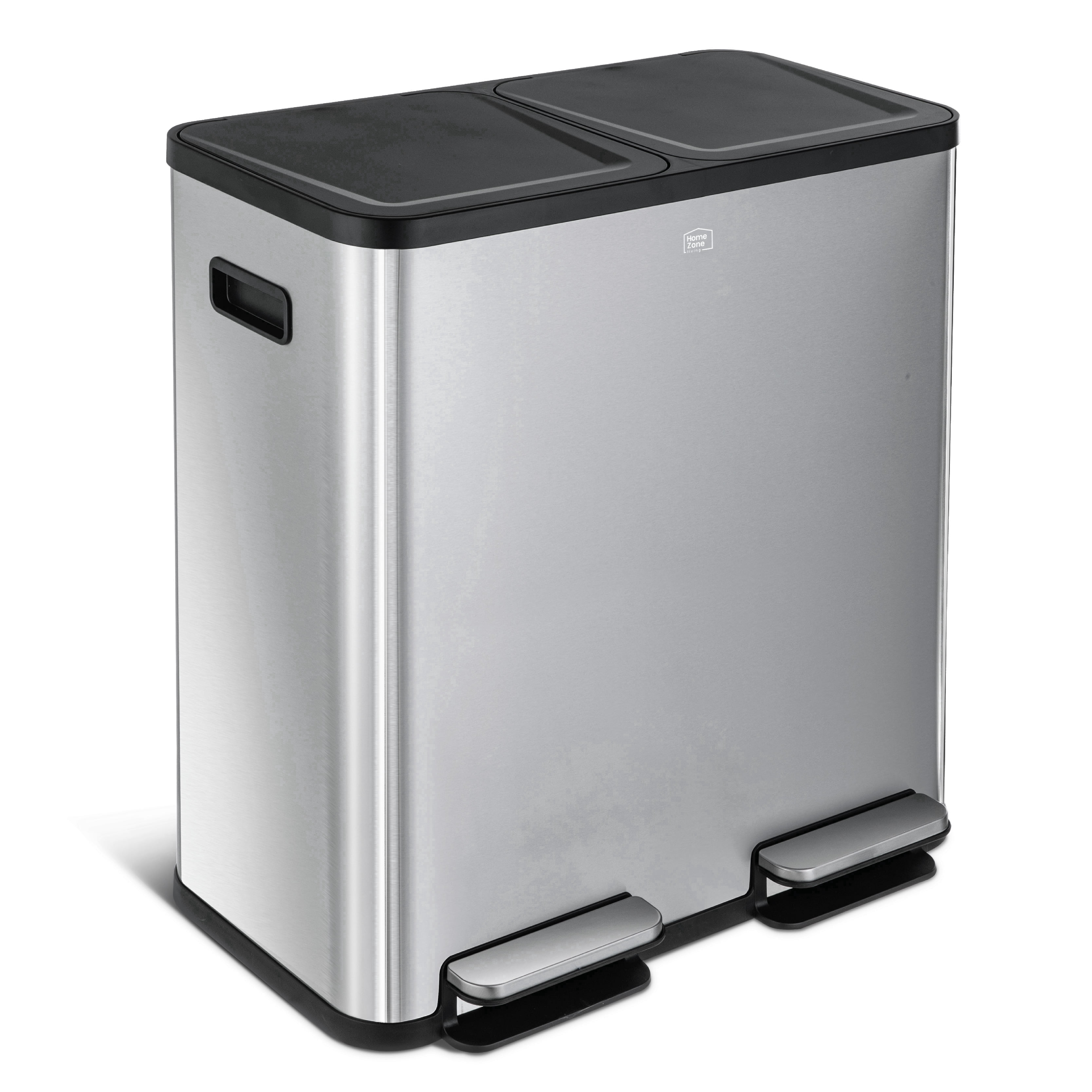 Home Zone Living 21 Gallon Dual Compartment Kitchen Trash Can with Dual ...