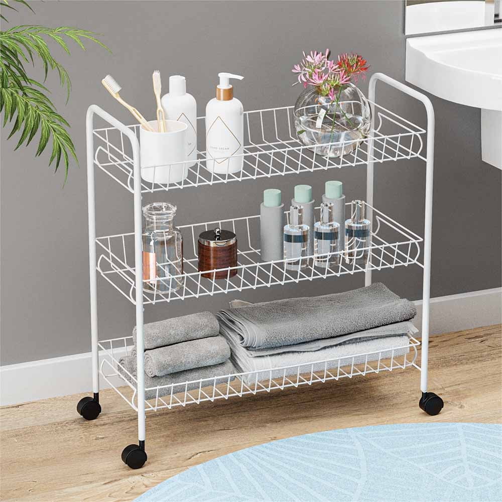 Home Zone Living 3 Tier Storage Rolling Utility Cart with Handle ...