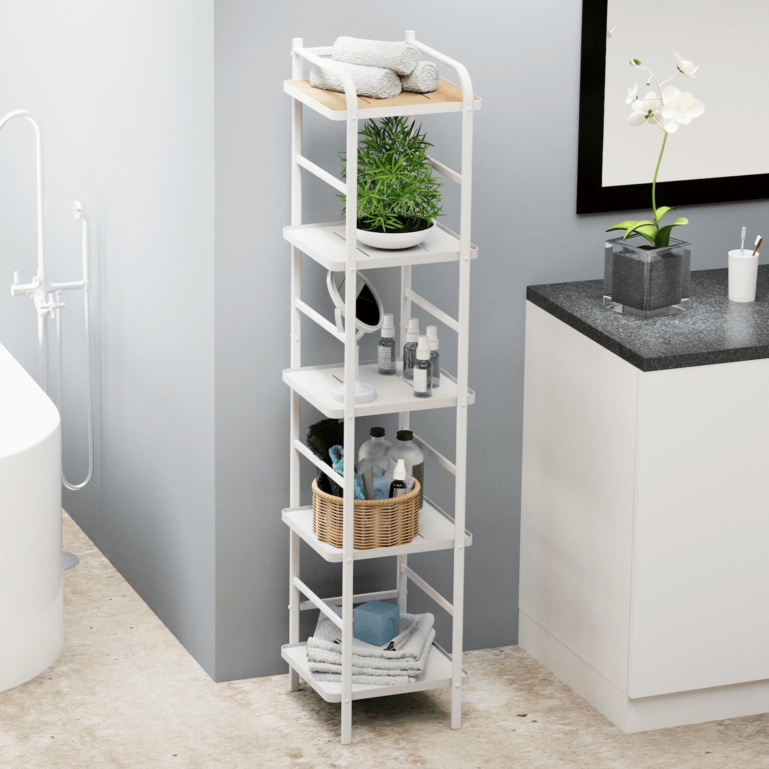 Home Zone Living 5 Tiers Tall and Slim Storage Racks, Multipurpose ...