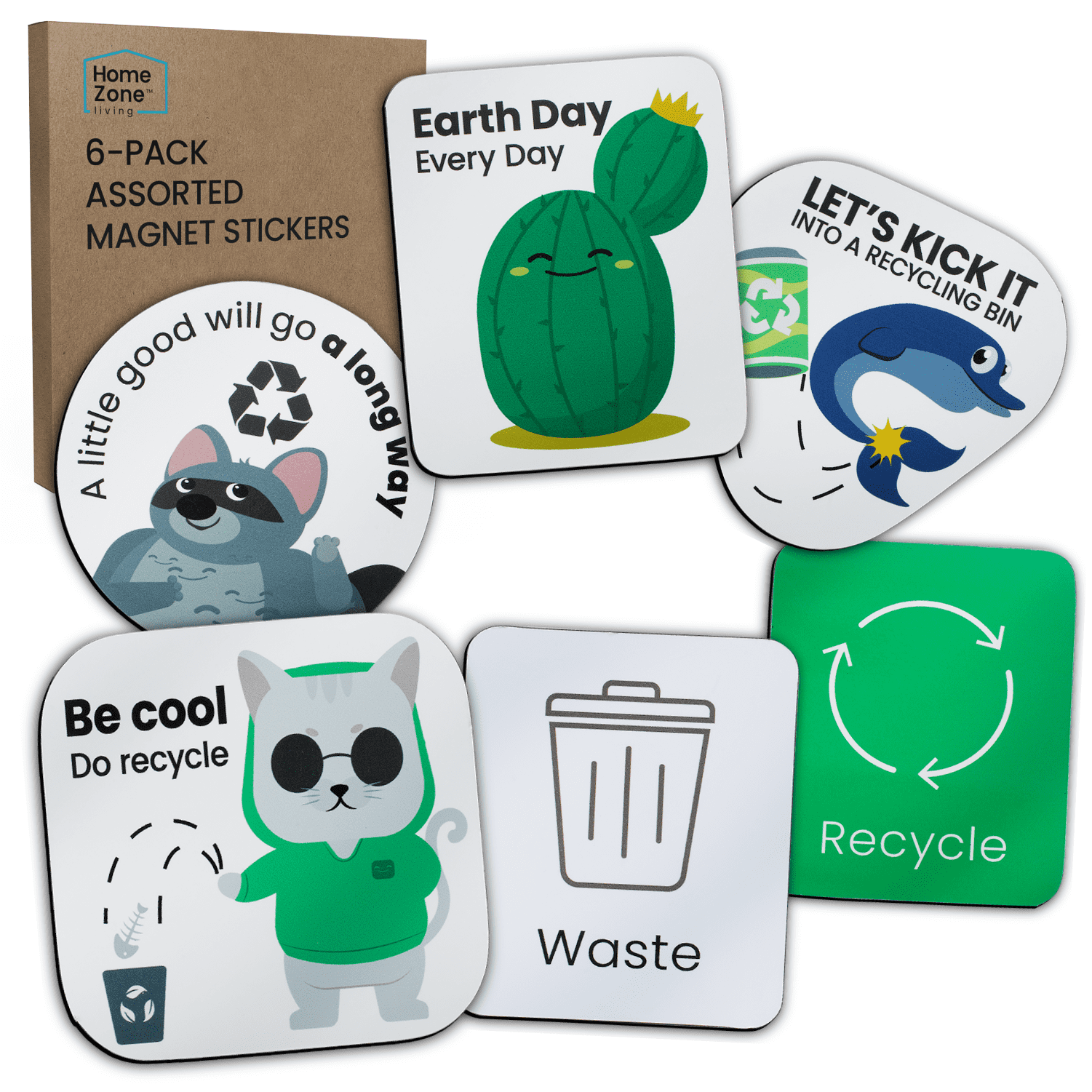 Home Zone Living Trash and Recycling Magnetic Sticker Set, 6pk ...