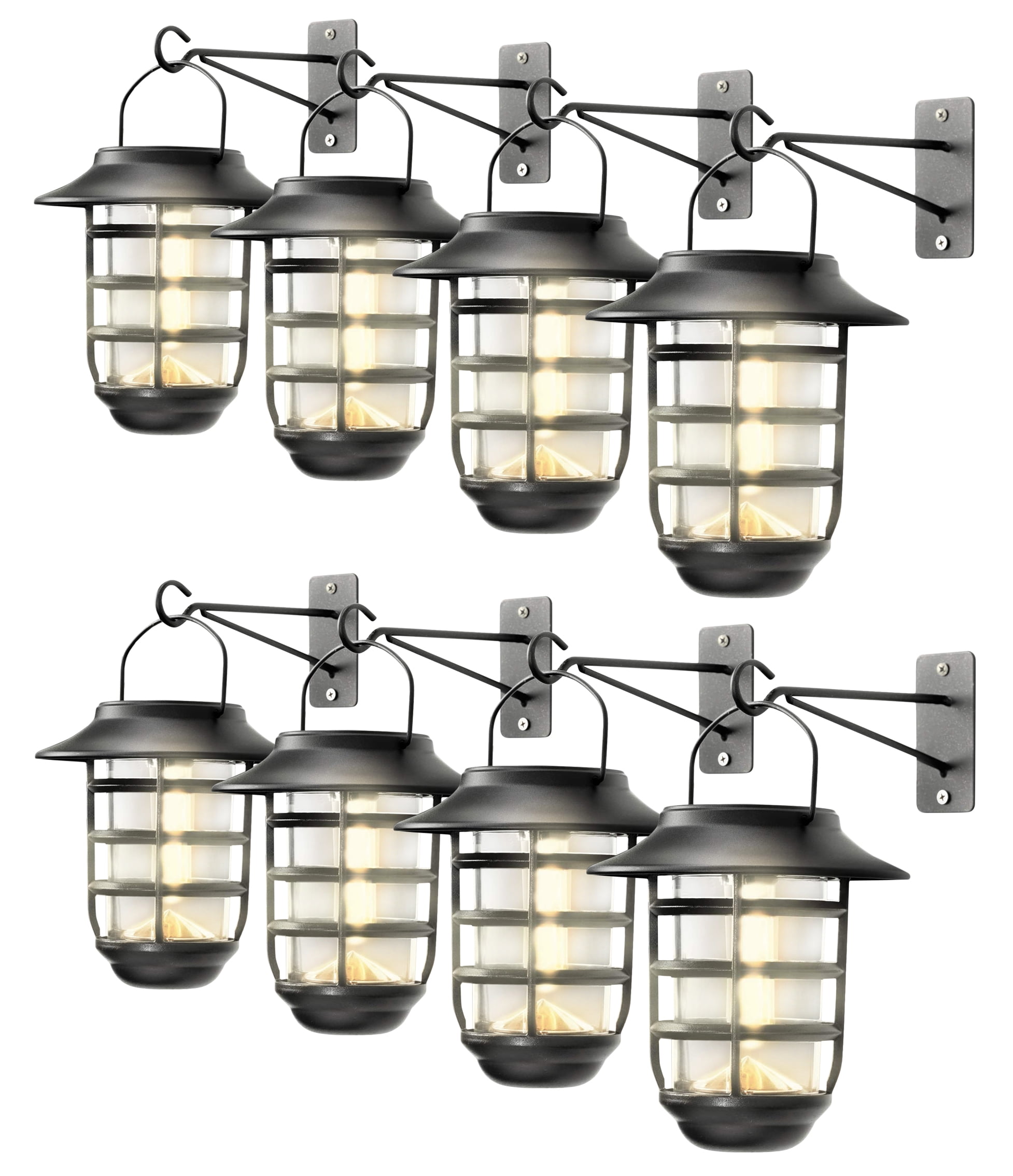 Home Zone Solar LED Wall Lantern Sconce, Outdoor, No Wiring, 8 Pack ...