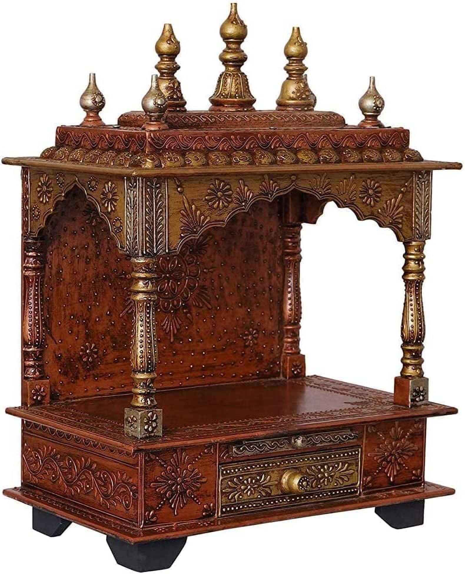 Home and Bazaar Rajasthani Ethnic Handcrafted Wooden Temple / Mandir / Pooja Ghar / Mandapam ...