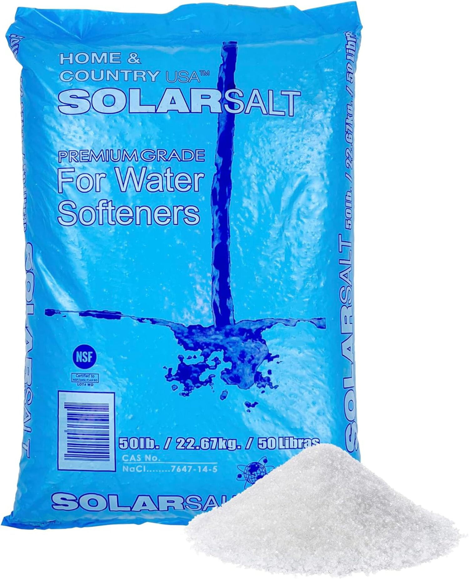 50 lb Bag All Natural Solar Salt, Water Softener Crystals, Removes Hard ...