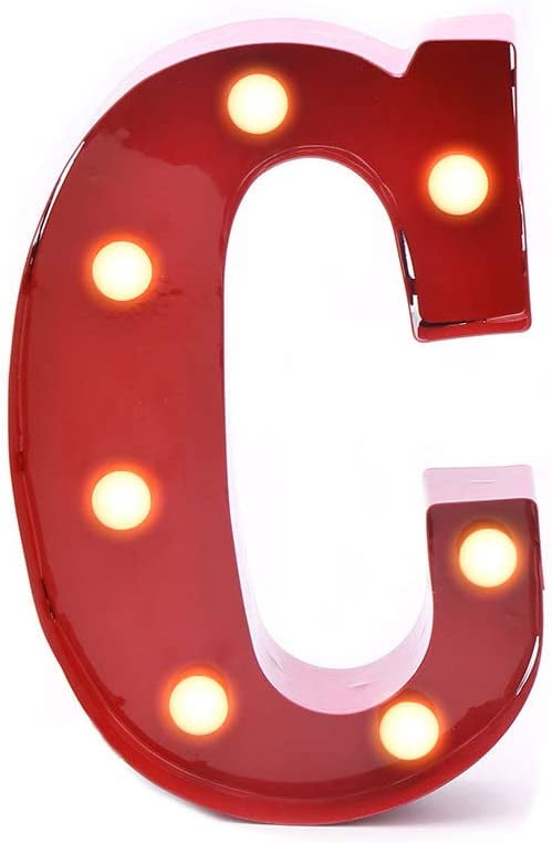 Home by Jackie Inc Decorative Red Vintage Metal Hanging Light up LED ...