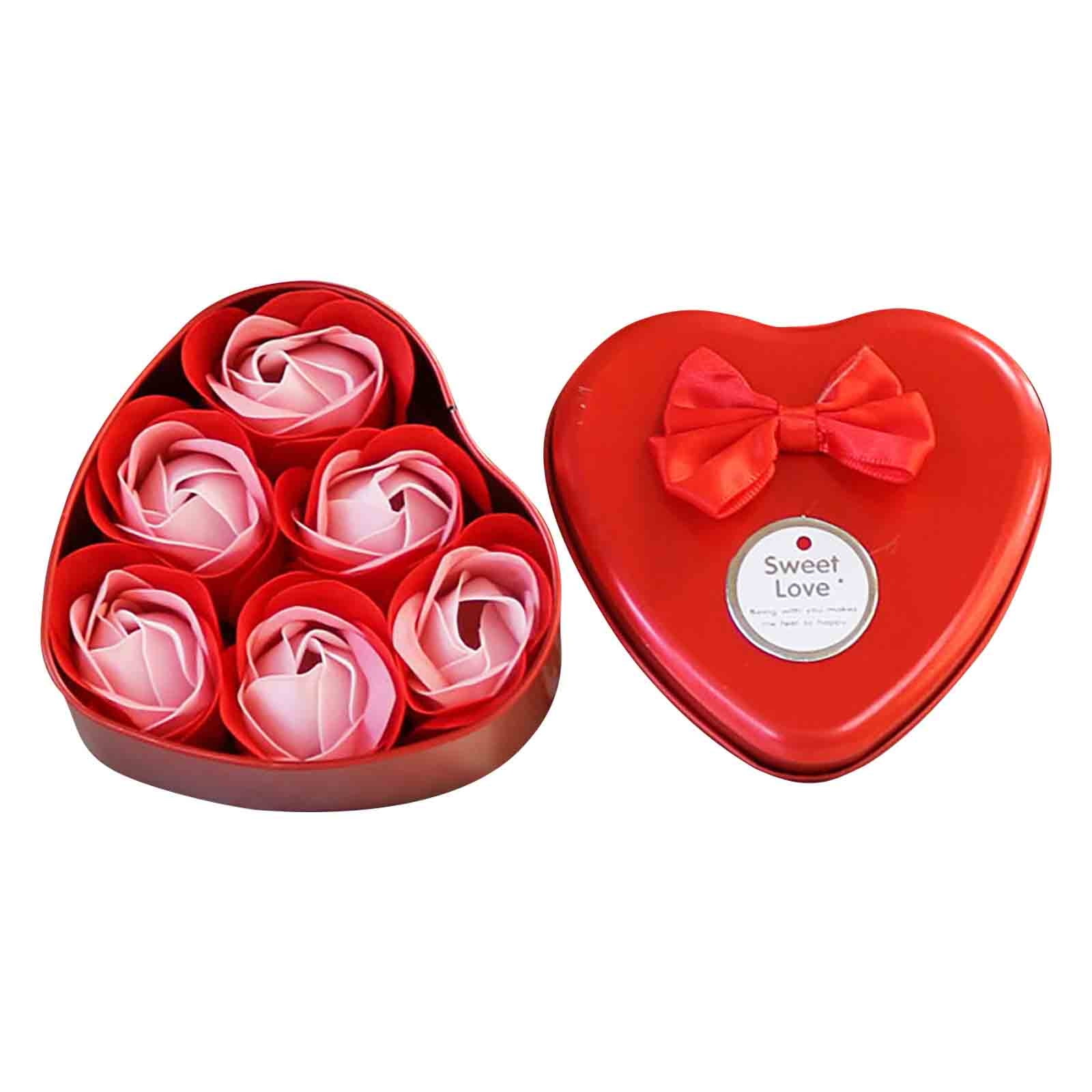 Home Decor Gnobogi 3 Roses Soap Flower Tin Box Valentines Day Gift ...