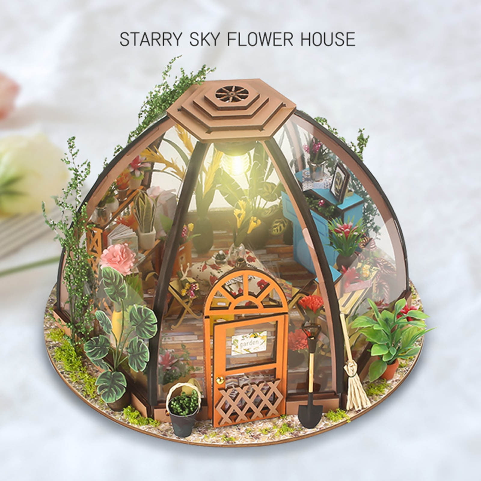 Home Decor Gnobogi DIY Cabin Flower House Small House Building Model ...