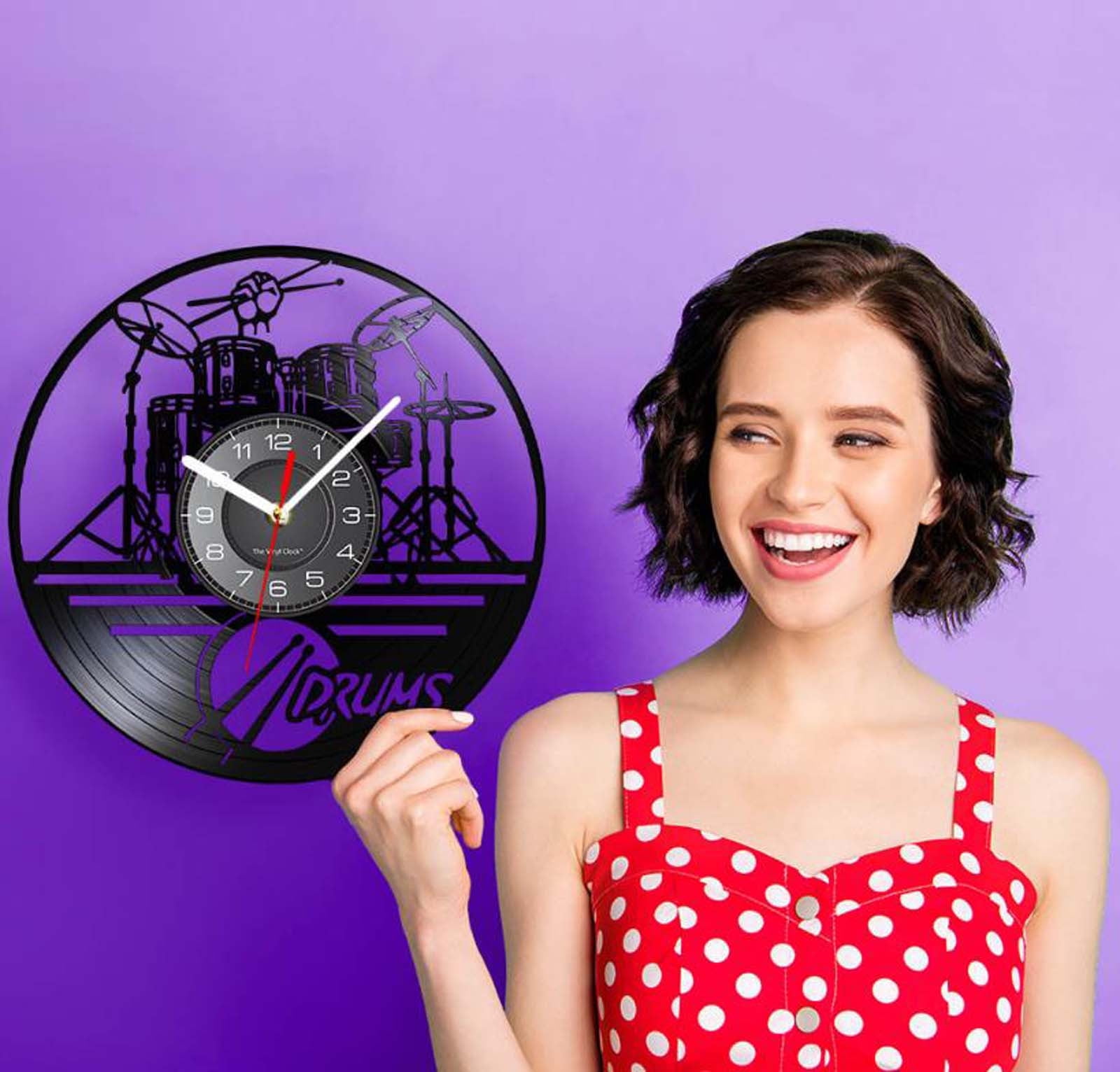 Home Decor Gnobogi Vinyl Record Wall Clock Car Clock Shelf Drum Musical ...