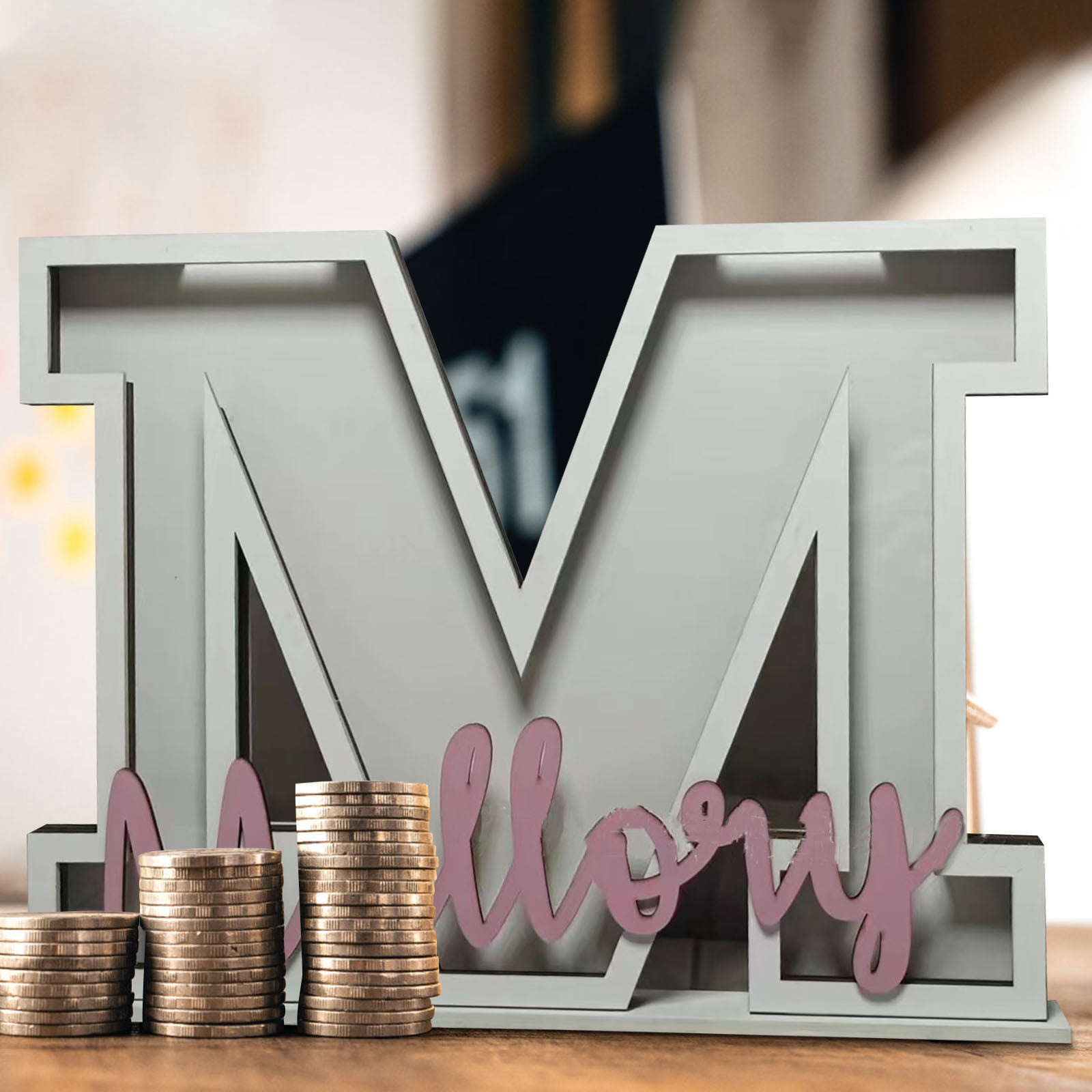 Home Decor Gnobogi Wooden Money Storage Tank Large, Colorful 26 Letter ...