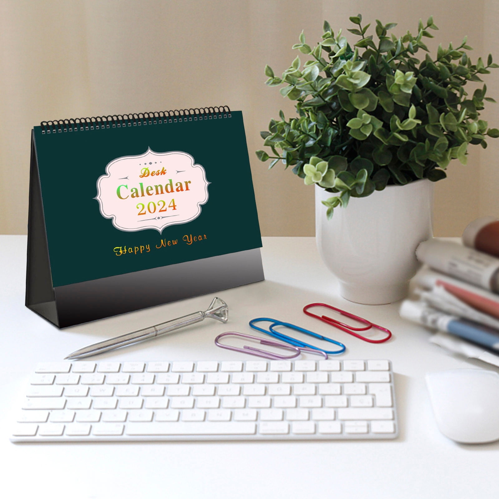 Home decor ZKCCNUK Desktop Calendar 2024-2025 Full English Calendar ...