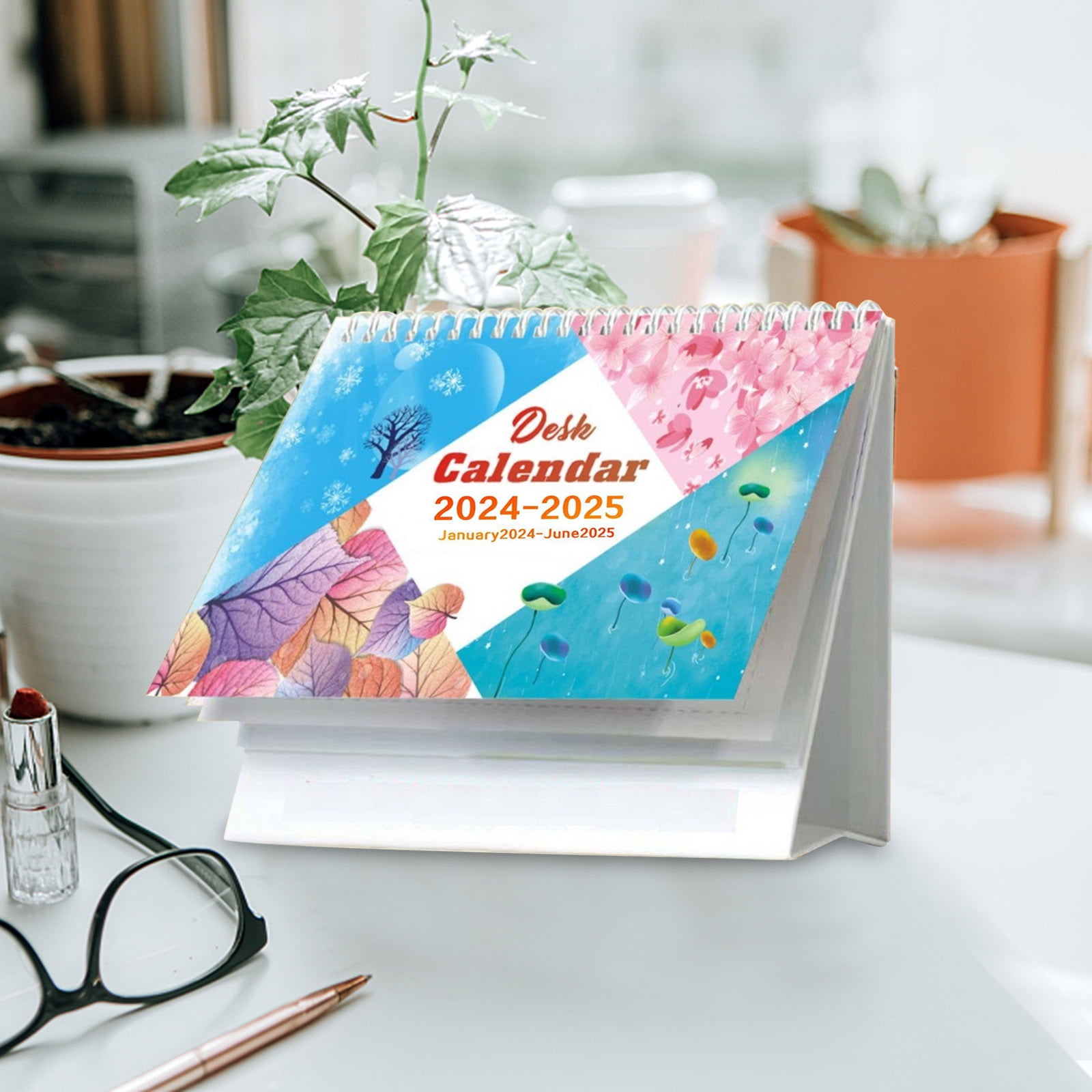 Home decor ZKCCNUK Desktop Calendar 2024-2025 Full English Calendar ...