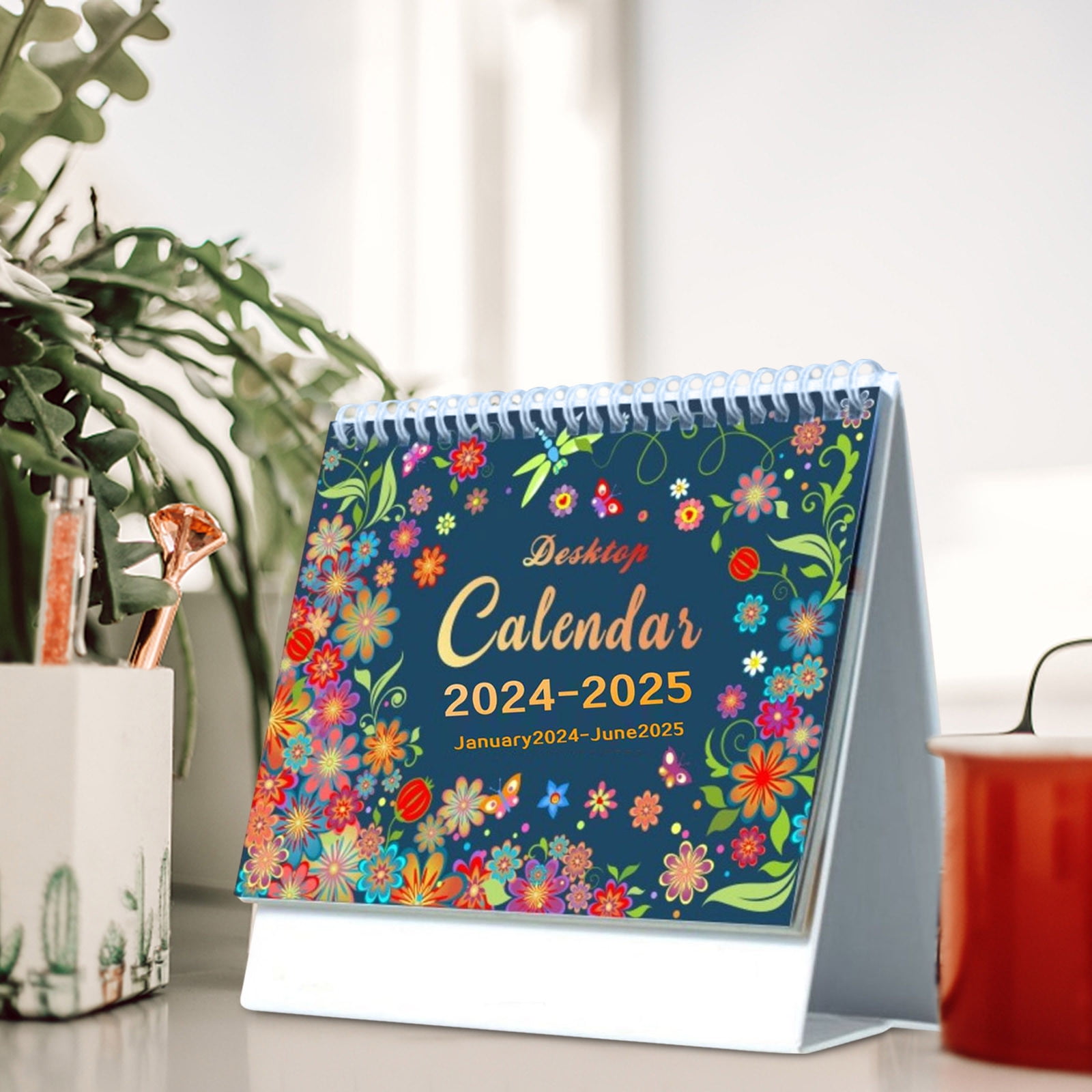 Home decor ZKCCNUK Desktop Calendar 2024-2025 Full English Calendar ...