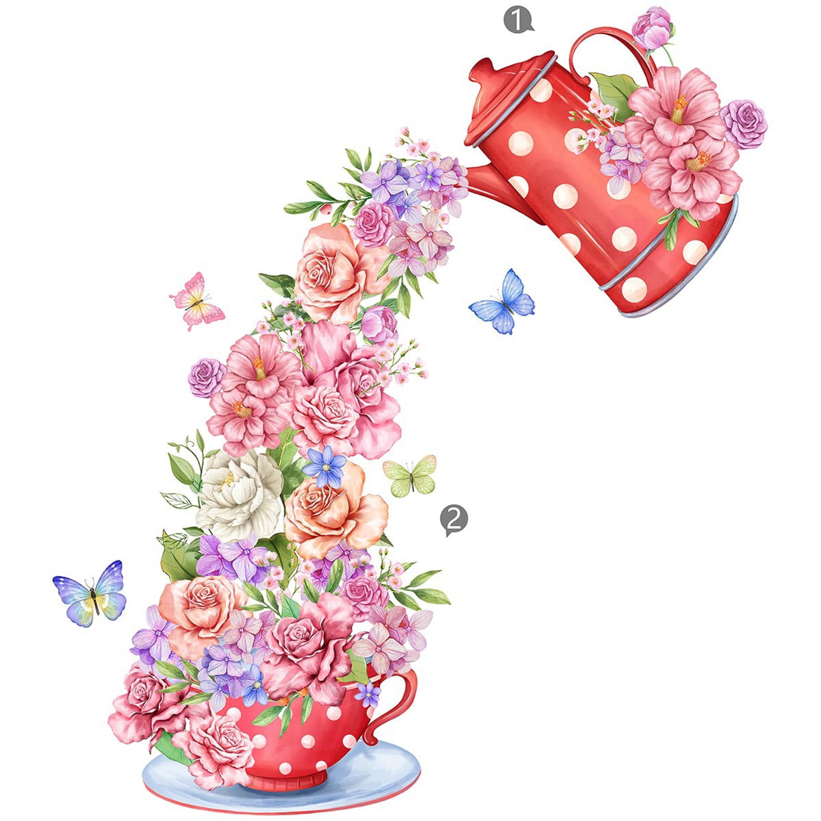 Home decor ZKCCNUK Plant Flower Spray Pot Wall Sticker Background Wall ...