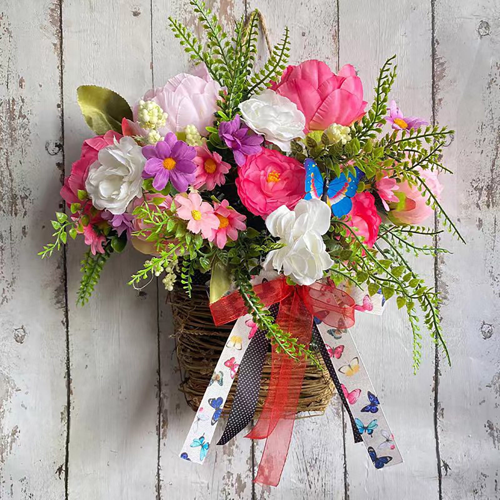 Home decor ZKCCNUK Spring And Summer Red Flower Basket Hanging Basket ...