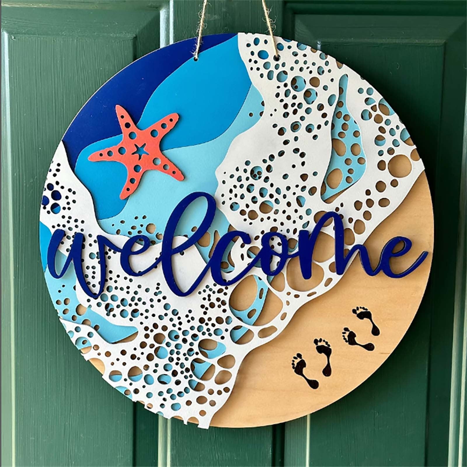 Home decor ZKCCNUK Summer Beach Theme Welcome Sign For Front Door Ocean ...