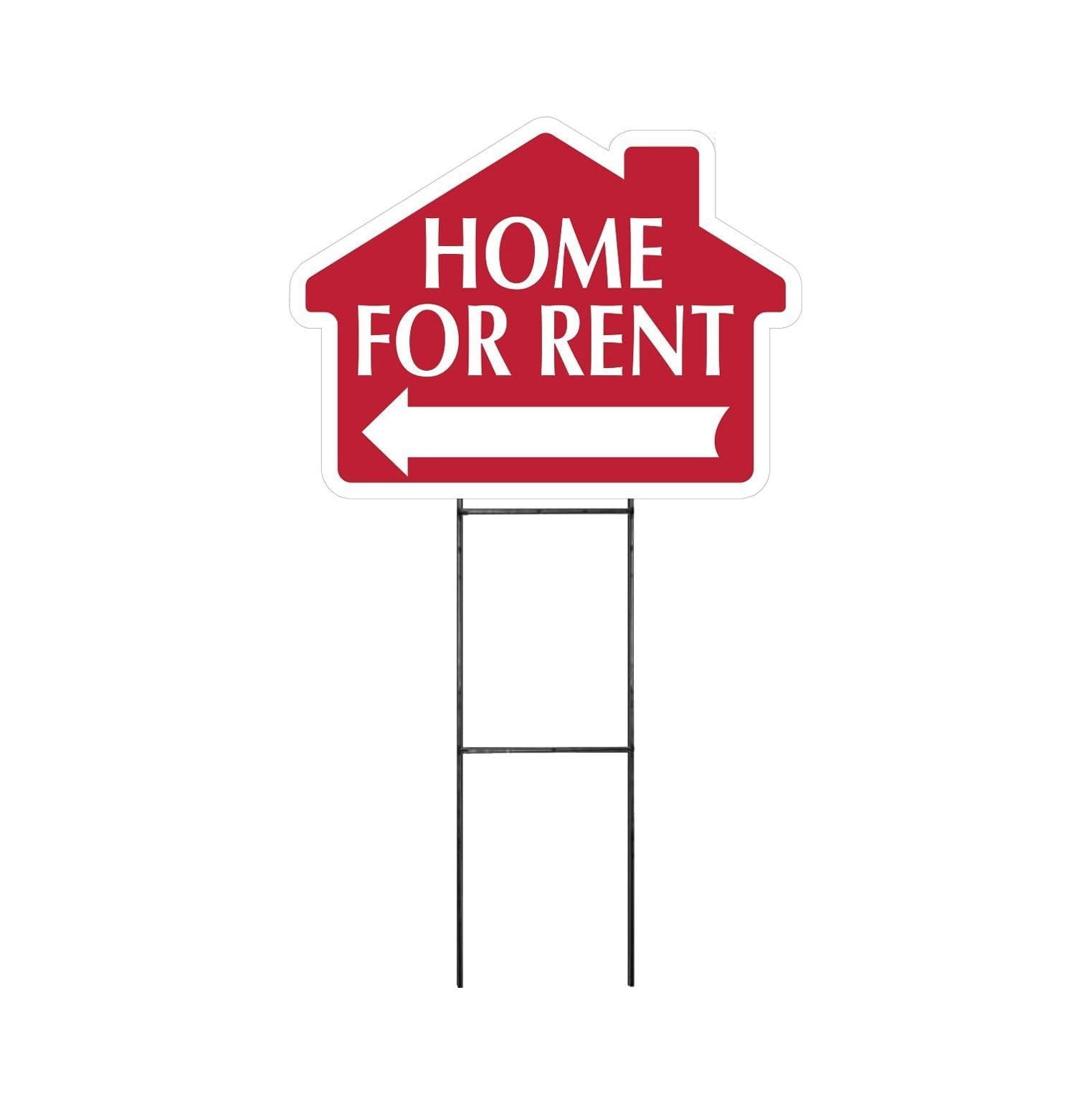 Home for Rent Sign with Arrow - House Shape Corrugated Sign Includes 24 ...